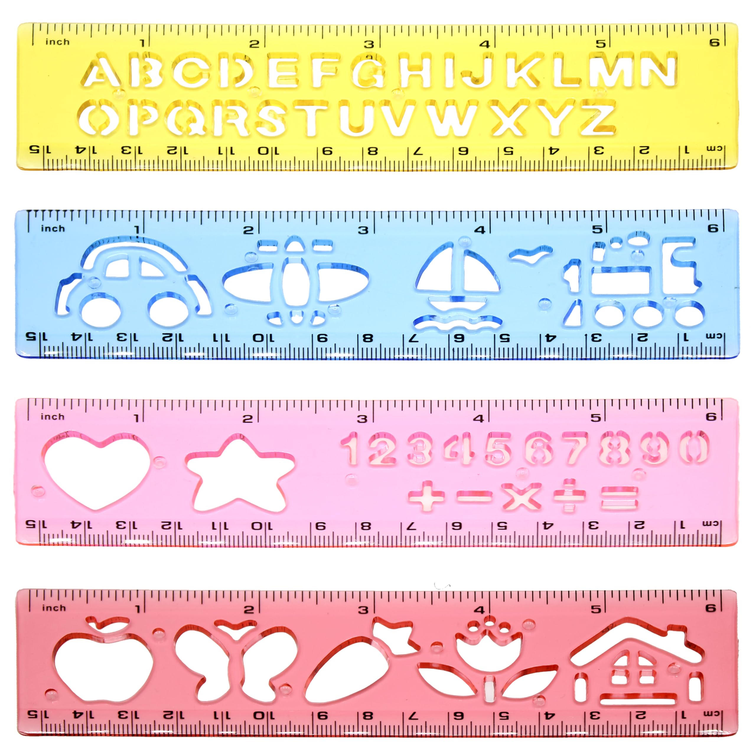 Amazon.com: Color Swell Stencil Ruler 4 Pack - Fun Template Stencil ...