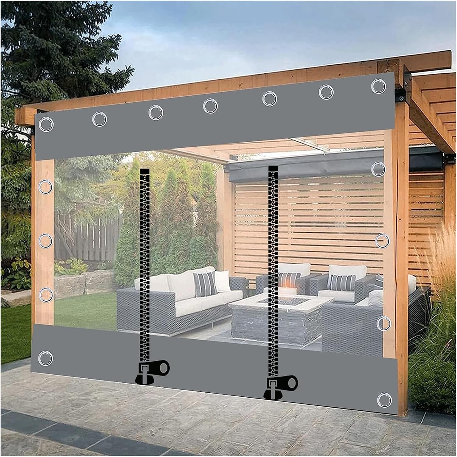 Amazon.com: JACHE Outdoor Clear Side Panel Curtain with Zipper ...