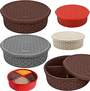 Plastic Masala Dabba, Indian Spice Box with 4 Compartments ...