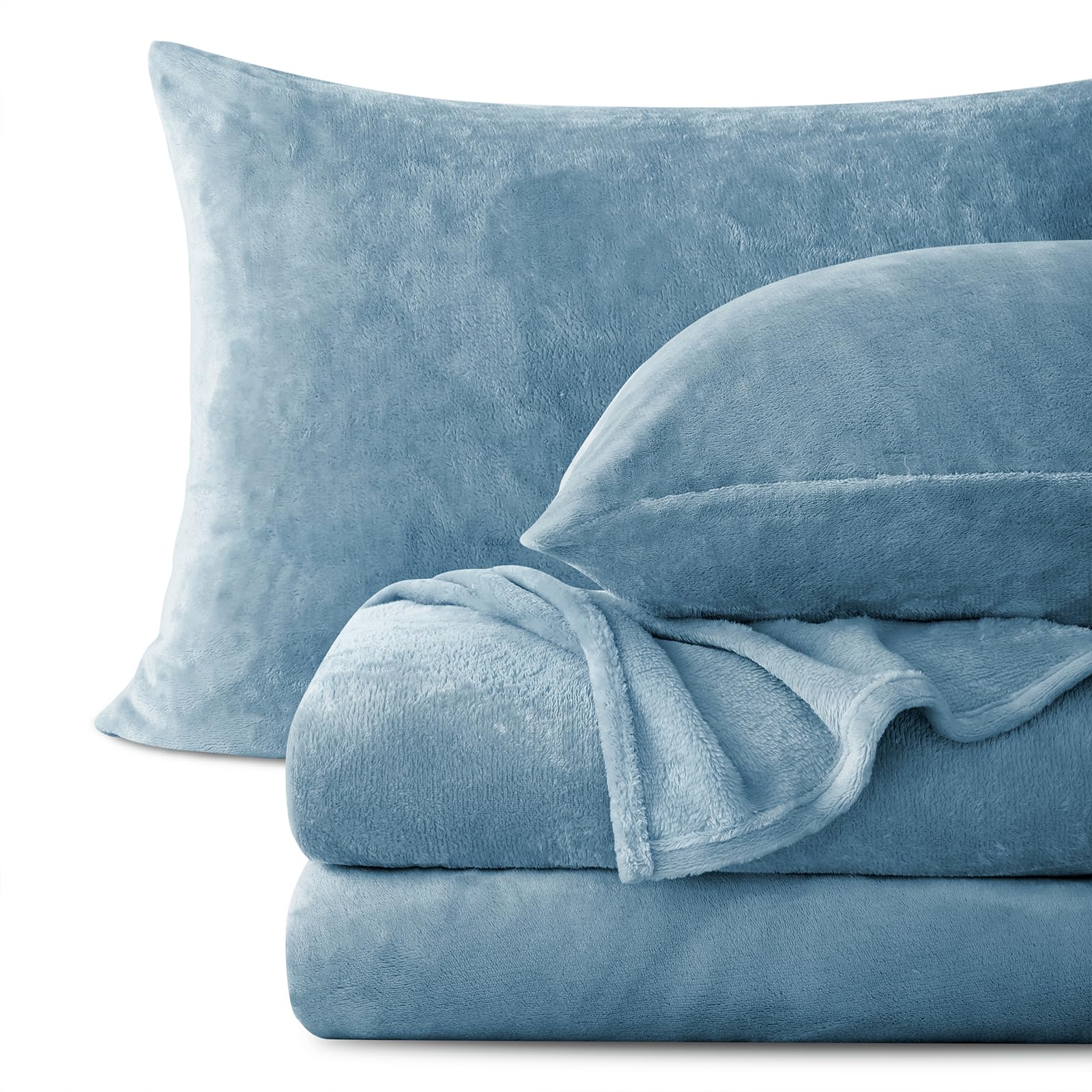 Amazon.com: weigelia Flannel Sheets Set King Size 4 Pieces Deep Pocket ...