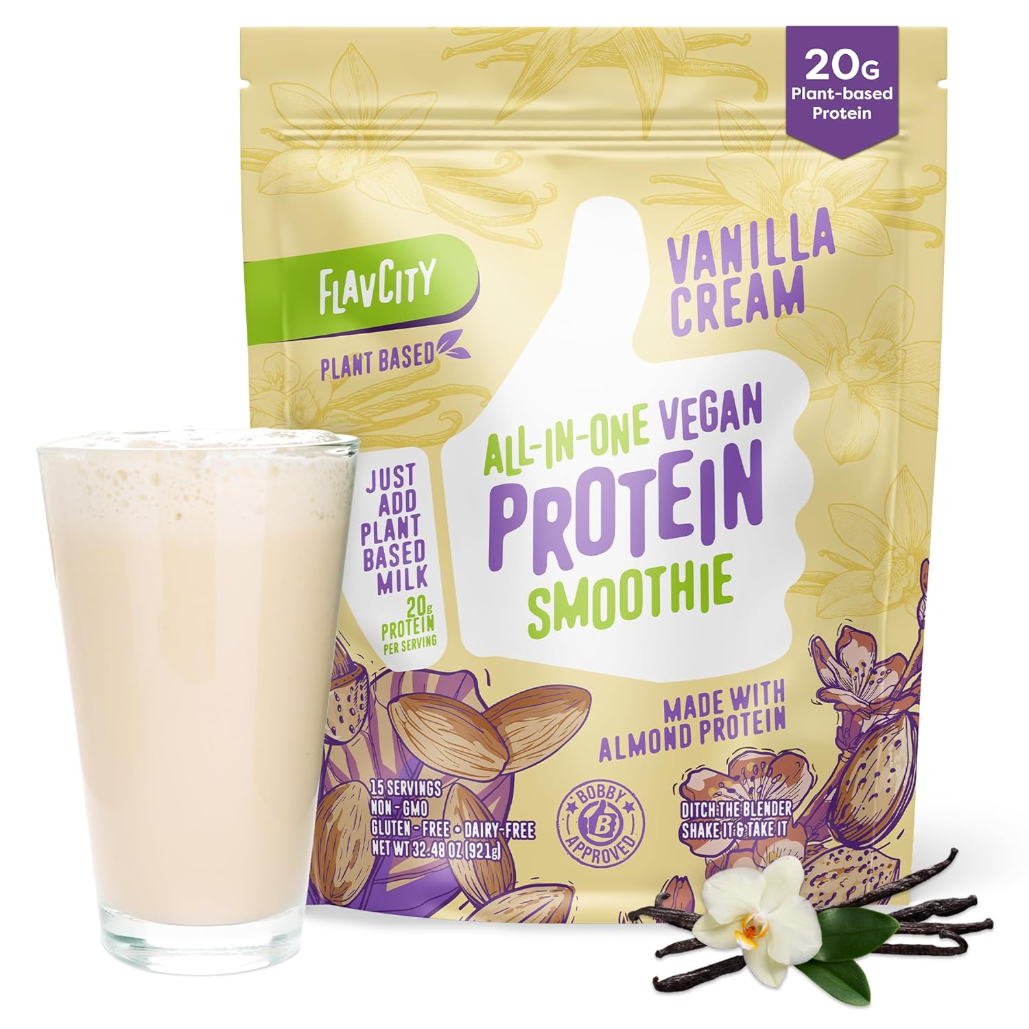 Amazon.com: FlavCity All-in-One Vegan Protein Powder Smoothie, Vanilla ...