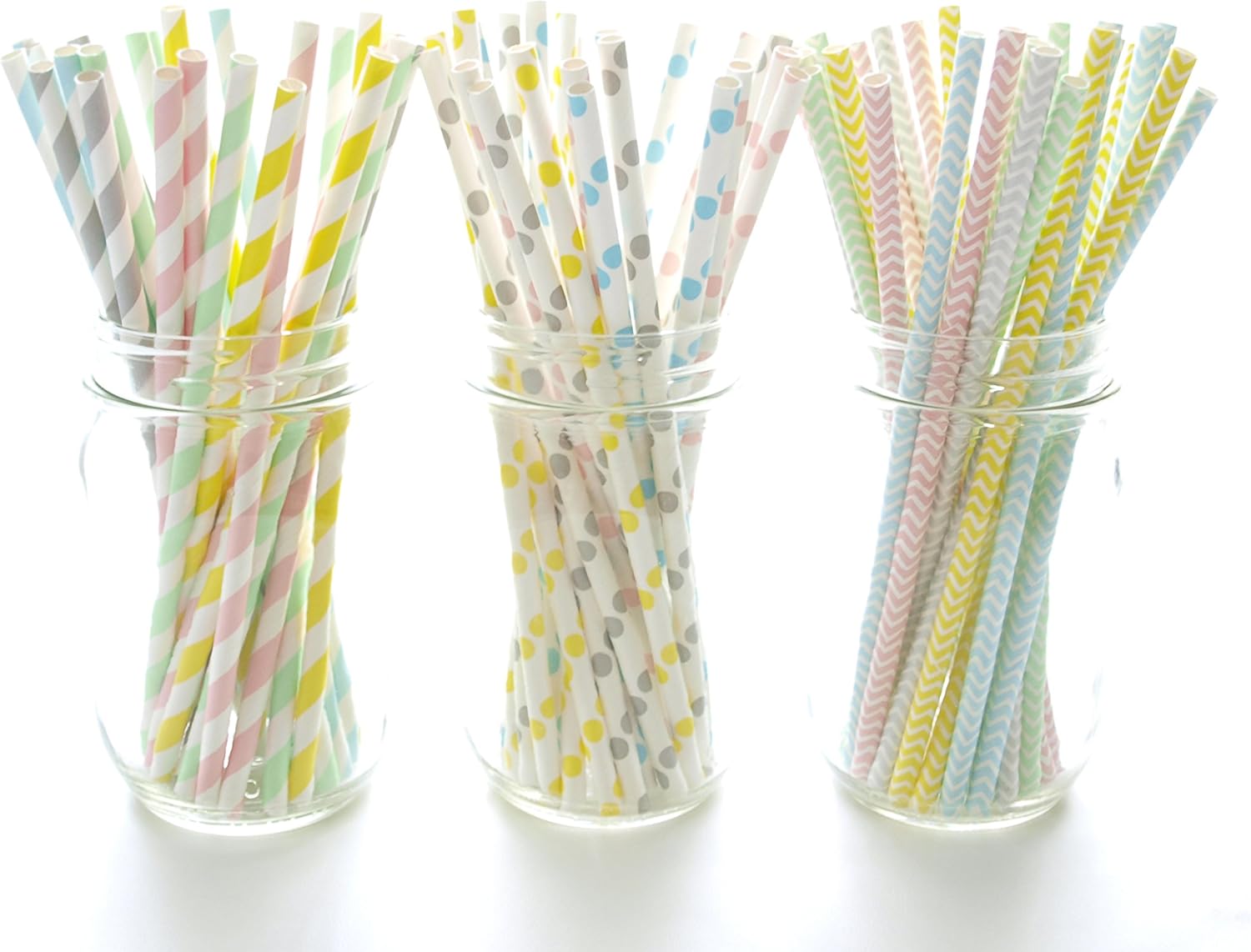 Amazon.com: Pastel Party Straws, Paper Drinking Straws (75 Pack ...