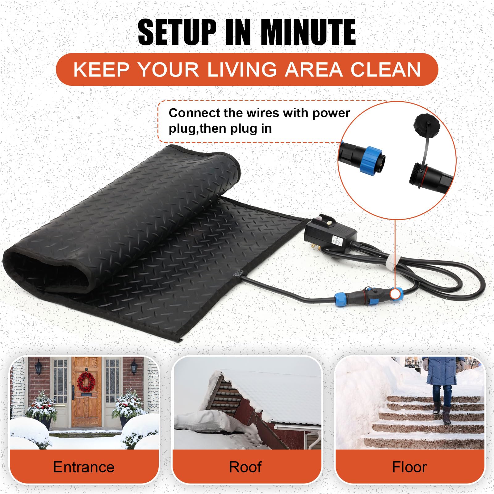 Baquler Snow Melting Mats Walkways Heated Outdoor Mats Sidewalk No Slip ...