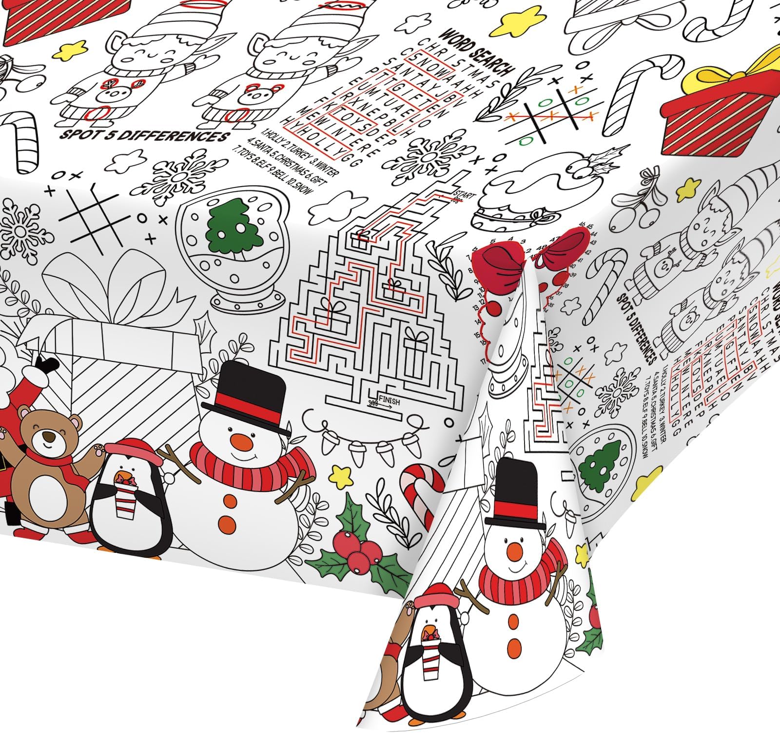 Amazon.com: Christmas Coloring Tablecloth | Kids Christmas Activities ...