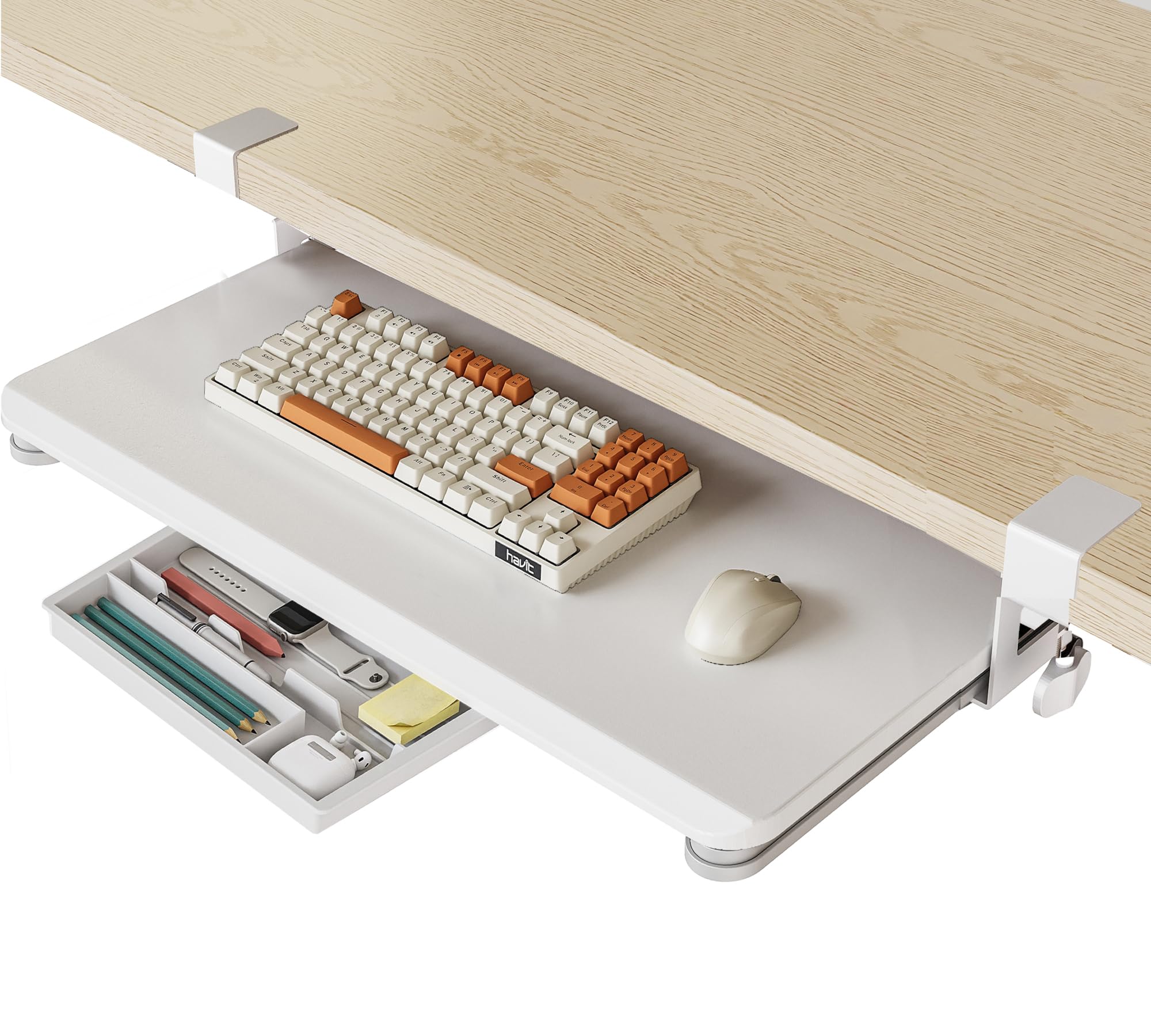 Amazon.com : Fenge Keyboard Tray Under Desk, Pull Out Keyboard & Mouse ...