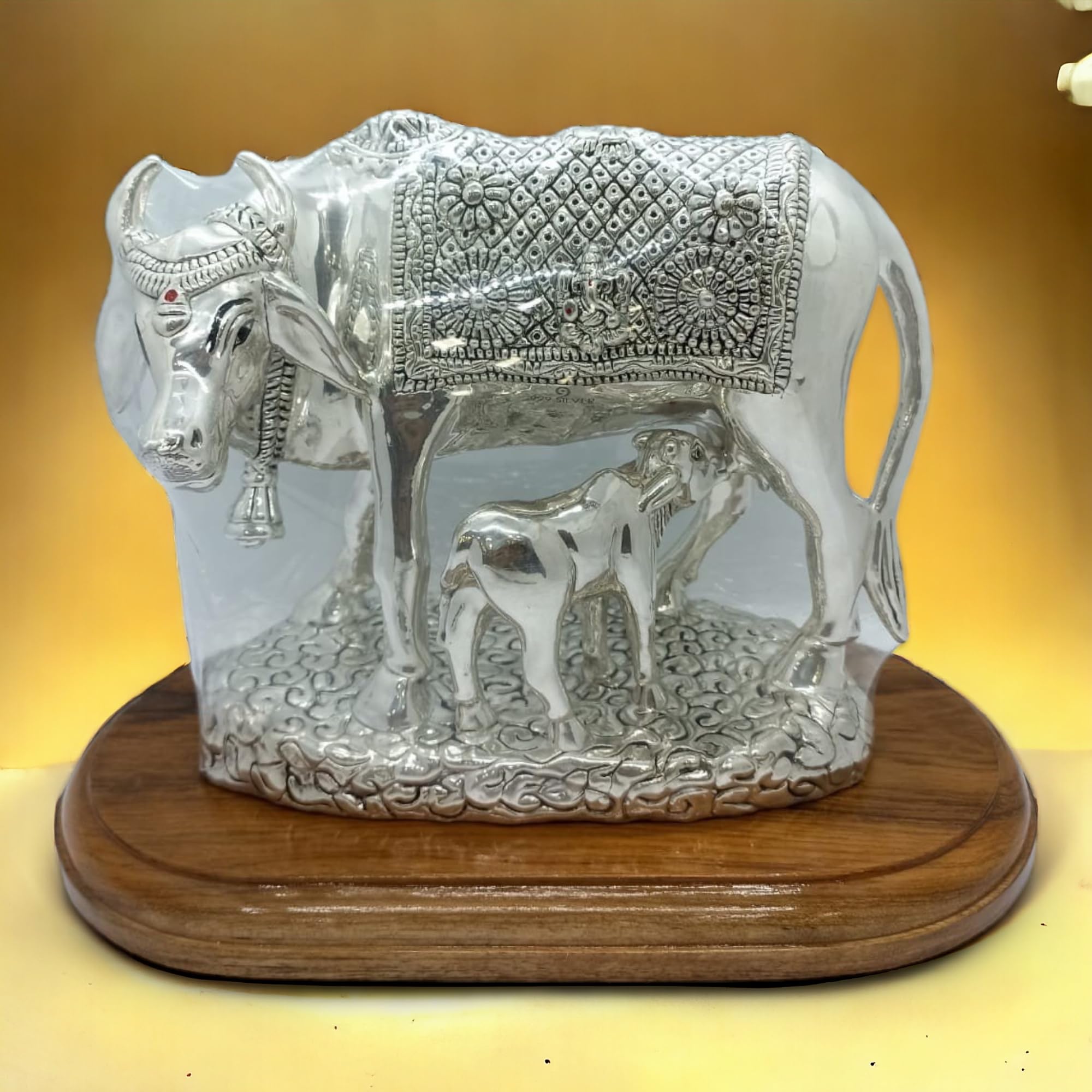 Buy Silver Idols Cow with Claf Beautiful Temple Decor Idol Gau MATA ...