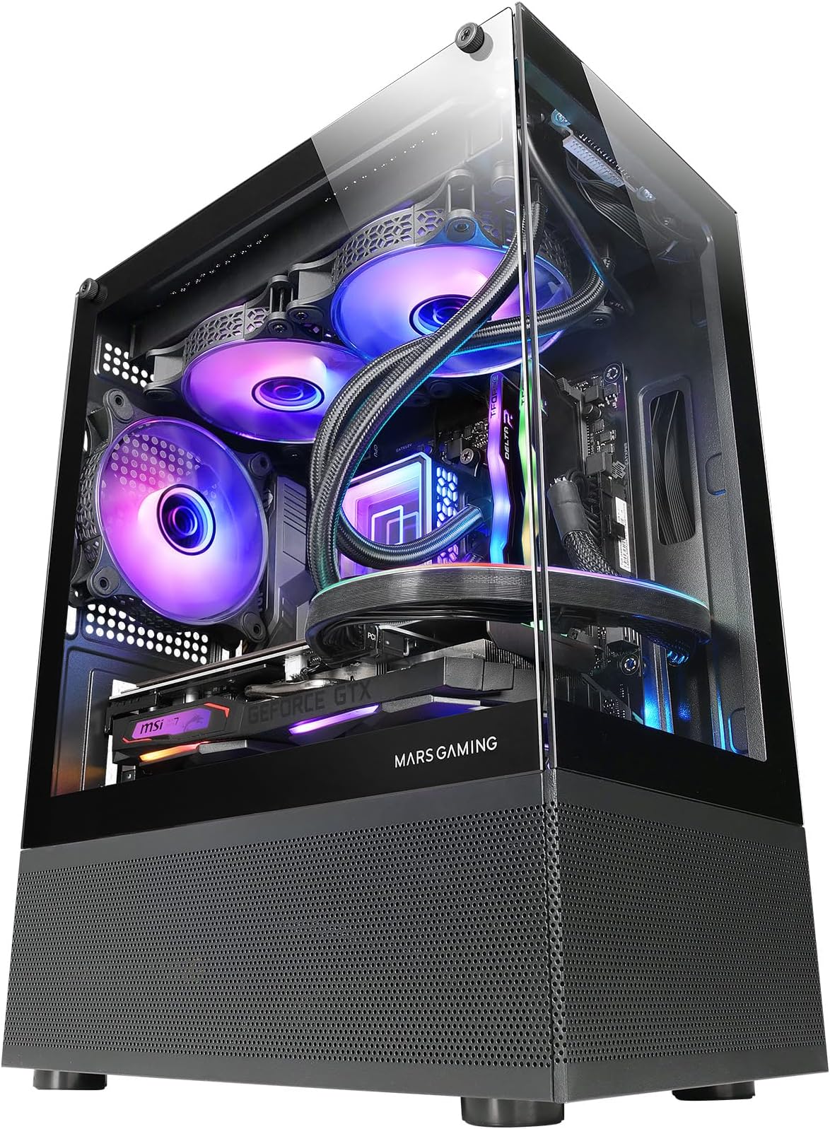Amazon.com: Mars Gaming MC-SE, Micro-ATX PC Case, Frameless Glass Front ...