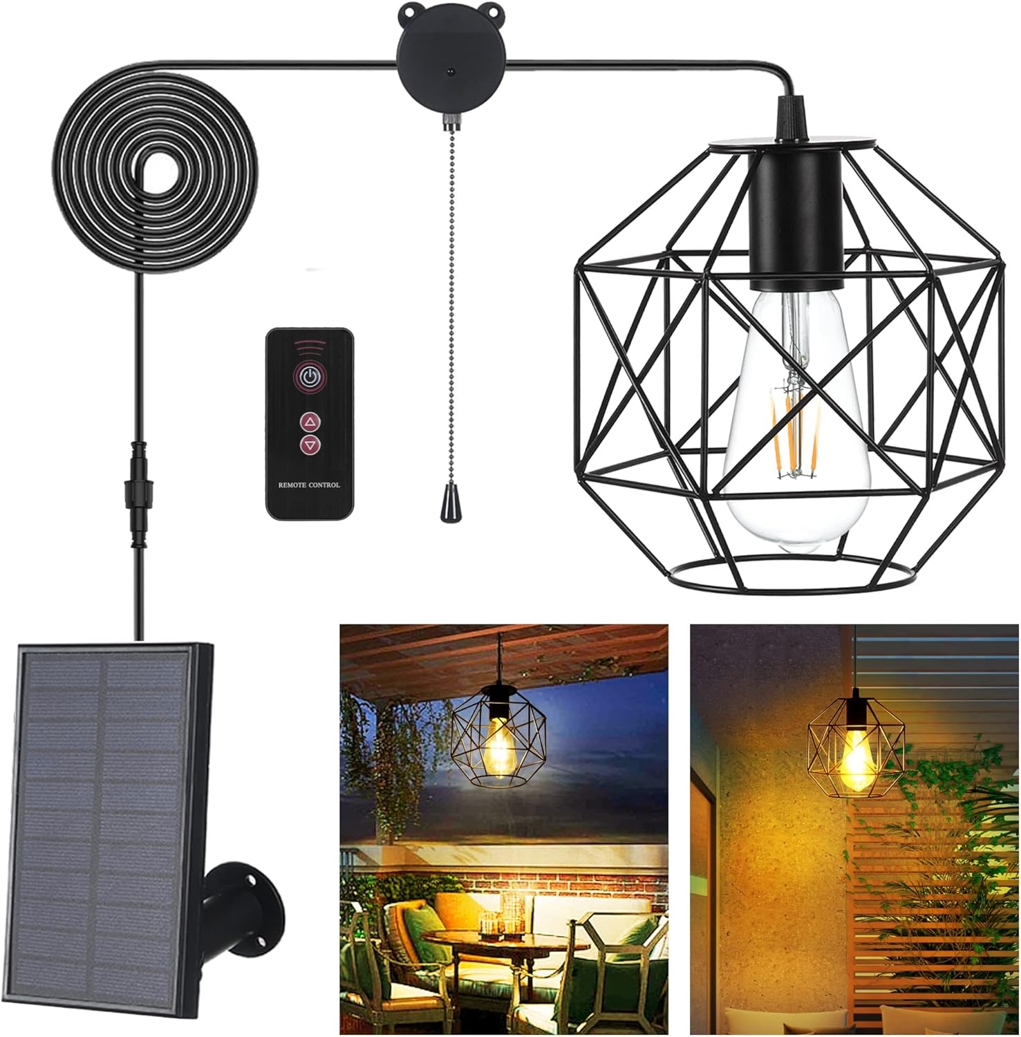 GOSUNWEY Solar Pendant Light - Outdoor/Indoor Solar Chandelier with ...