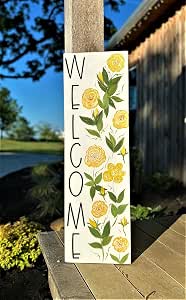 Amazon.com : WIPBLAK Welcome Porch Sign. Welcome Sign with Yellow Roses ...