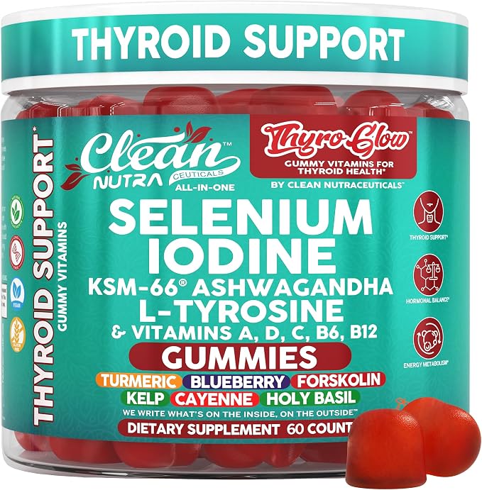 Amazon.com: ThyroGlow Thyroid Support Gummies Selenium Iodine KSM 66 ...