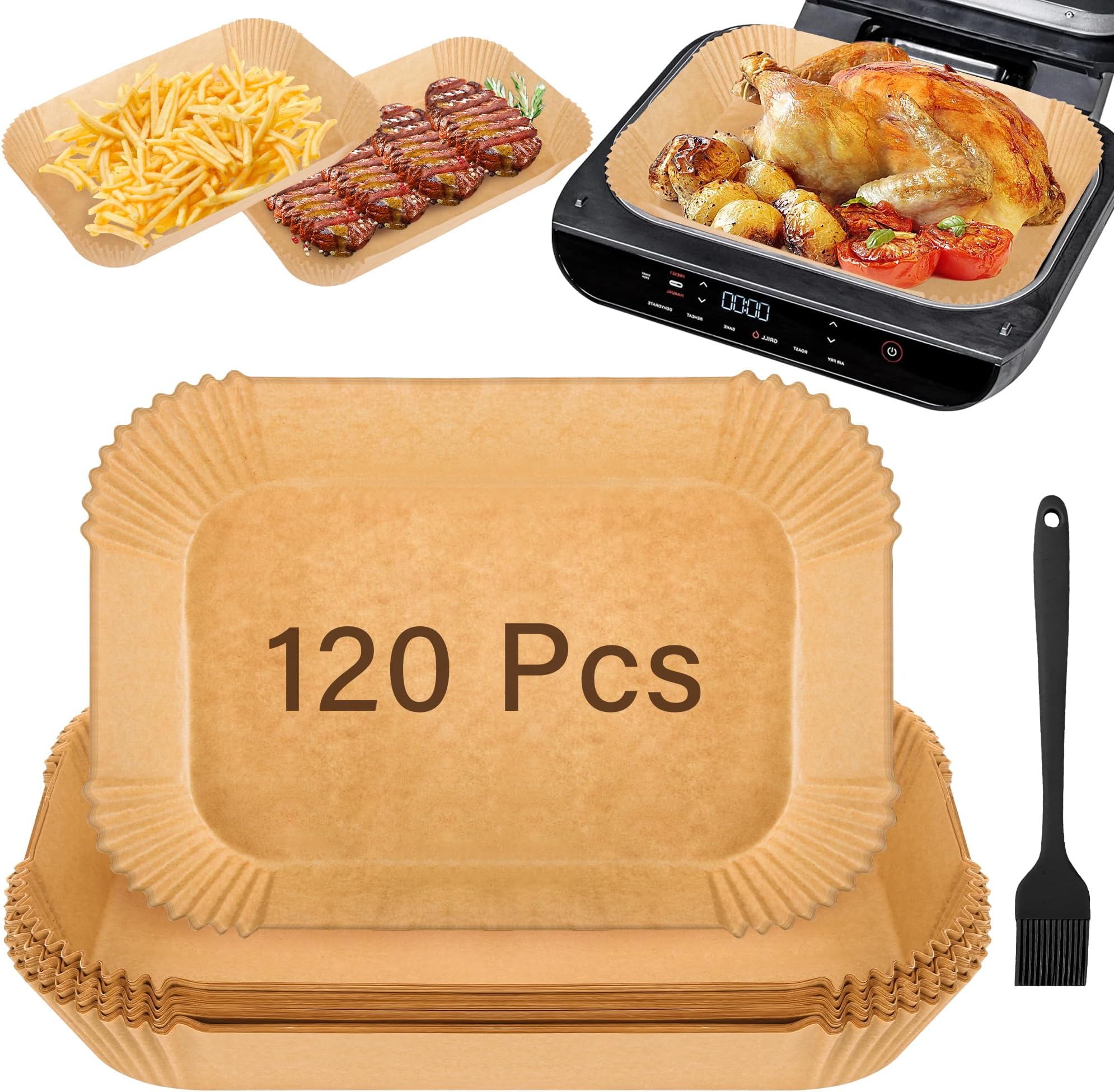 Amazon.com: Fioxcomko 120pcs Air Fryer Liners Disposable for Ninja ...
