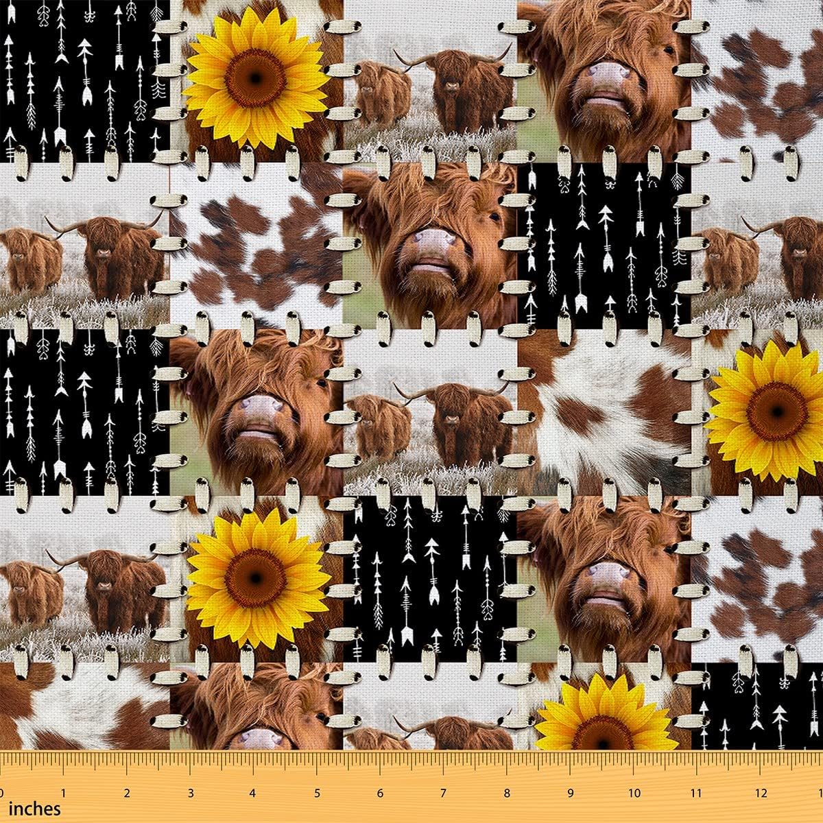 Amazon.com: Highland Cow Fabric by The Yard Kids Boys Girls Sunflower ...