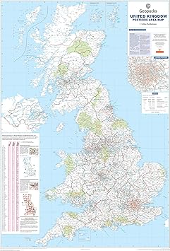 UK Postcode Wall Map - Laminated Large Wall Map - 120cm X 83cm ...