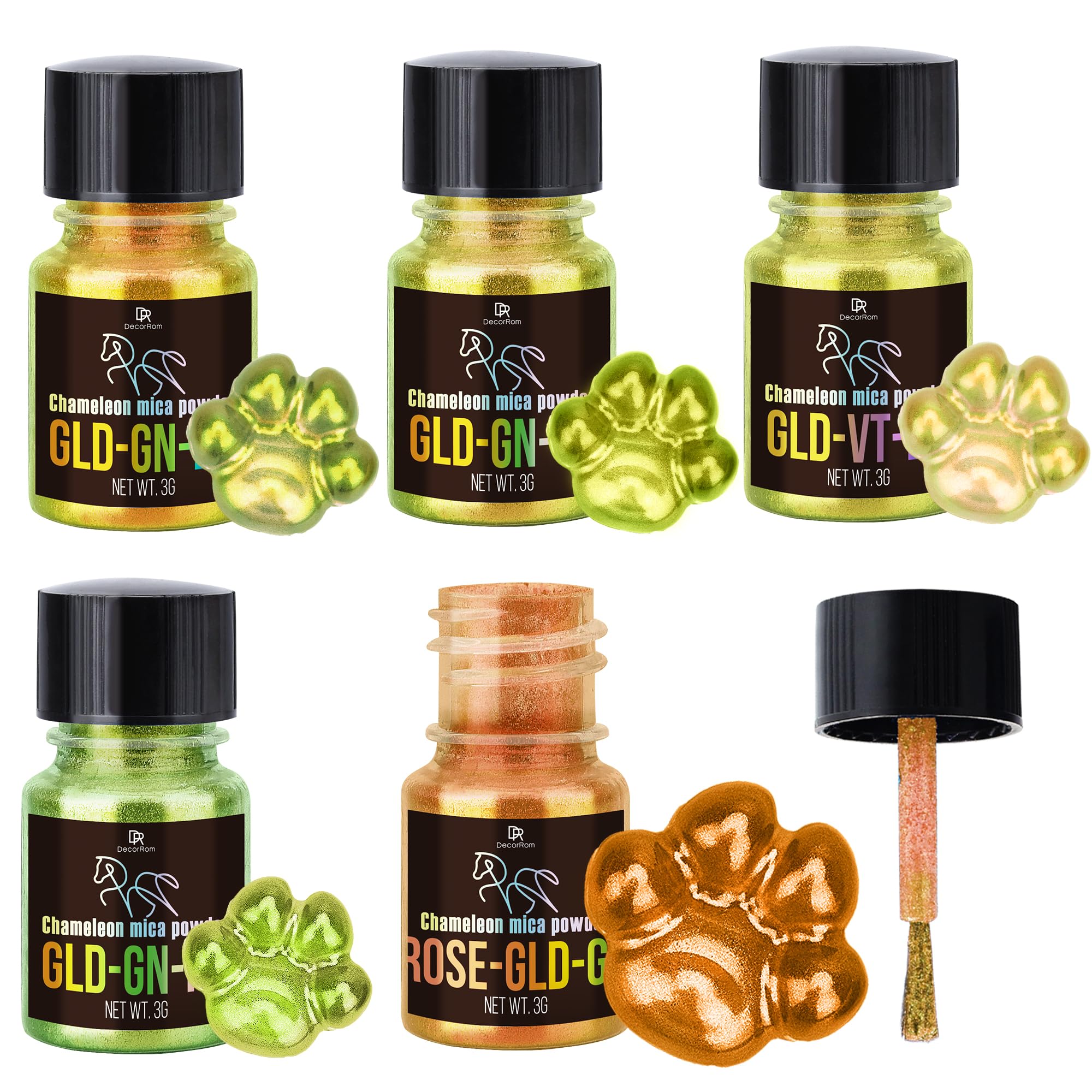 Amazon.com: Chameleon Mica Powder - 5 Color Shifting Pigment Powder for Epoxy Resin Art, Tumbler ...