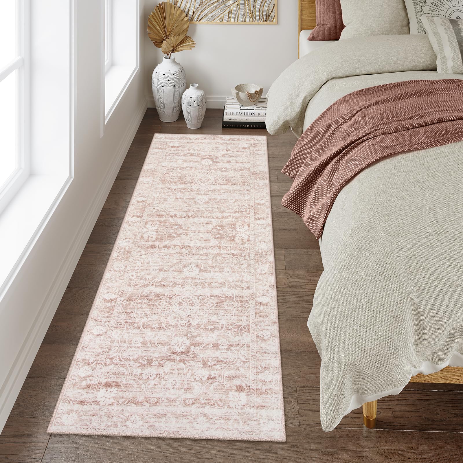 Amazon.com: Uphome Boho Runner Rug 2x6, Washable Pink Cute Kitchen ...
