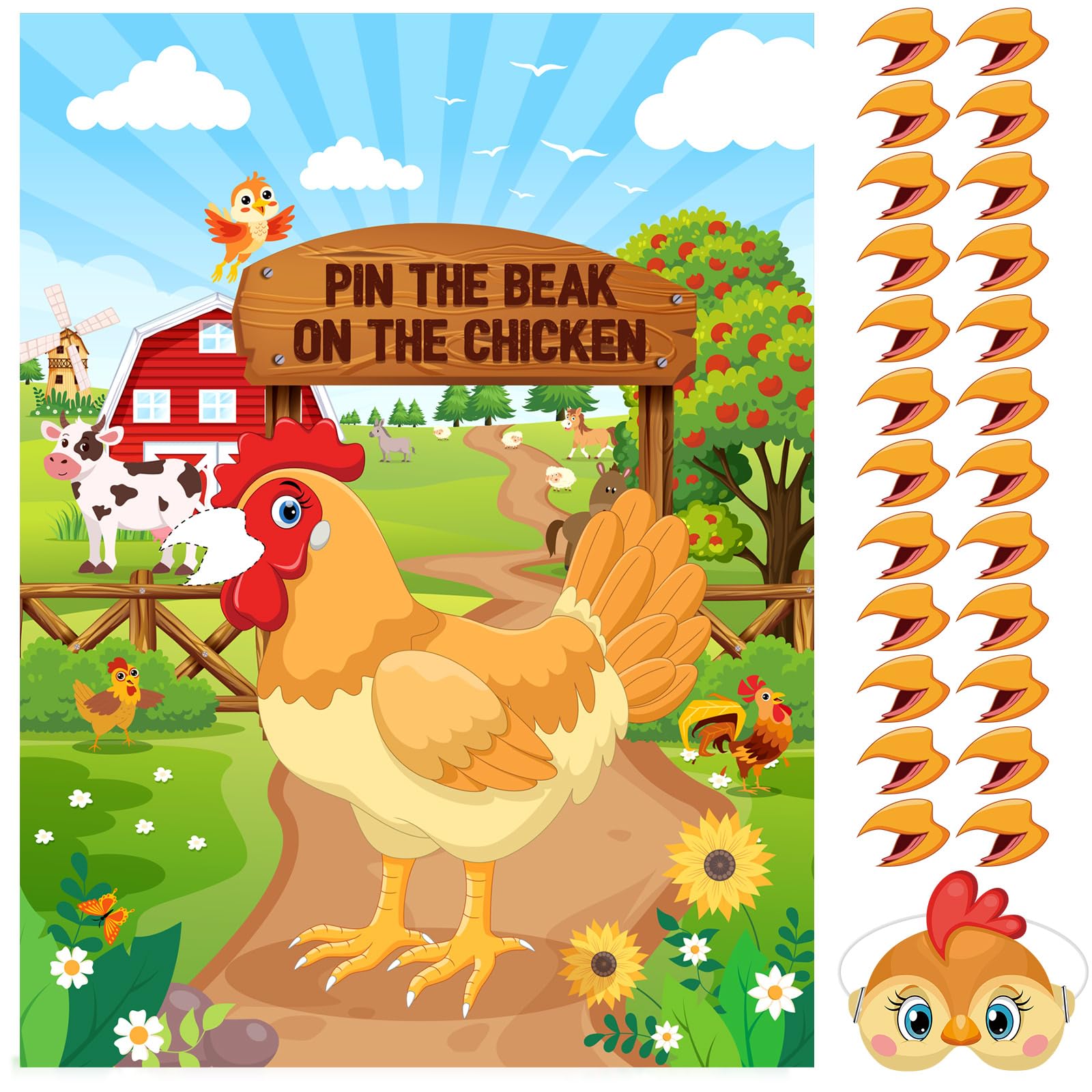 Snapklik.com : Faccito Farm Animal Games Pin The Beak On The Chicken ...