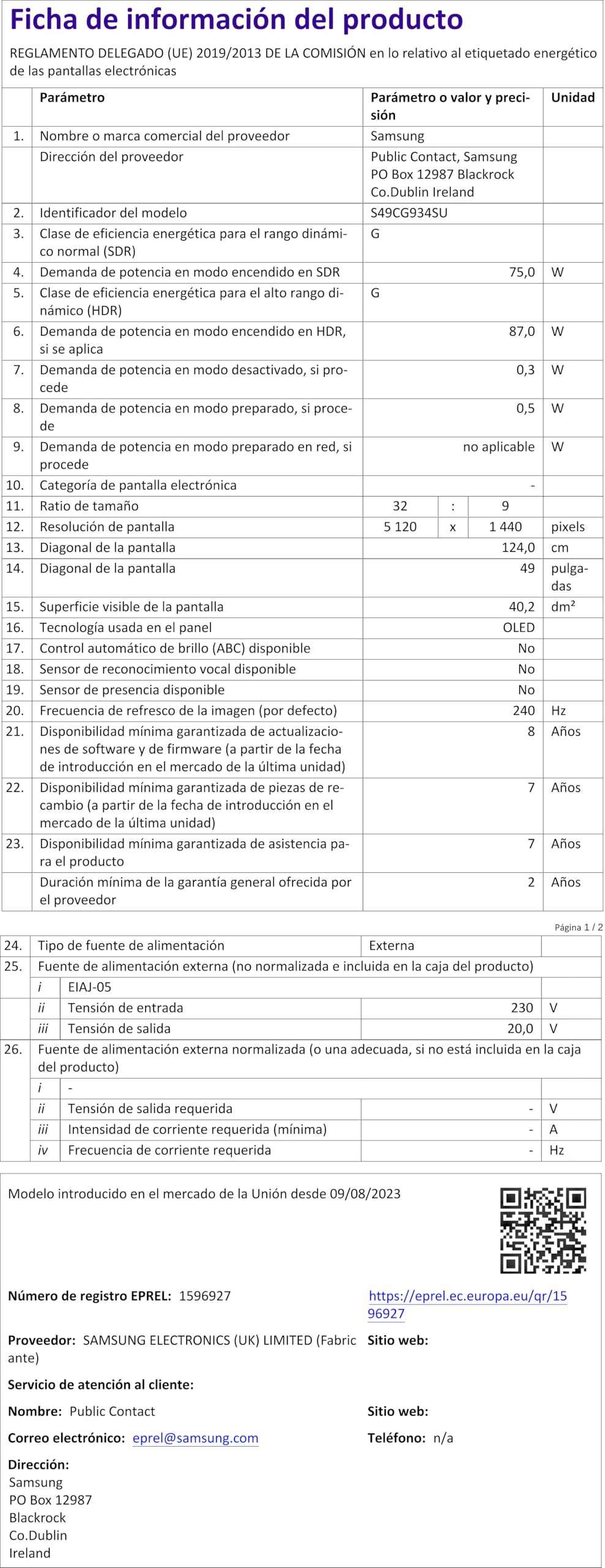 Samsung C49HG90DMU – Monitor Curvo Gaming 49” (QLED, 2 x Full HD, 32:9 ...