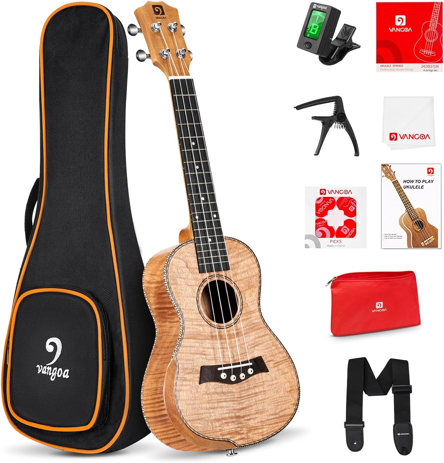 Amazon.com: Vangoa Concert Ukulele 23 inch Ukelele Kit Arm Rest Ukulele ...