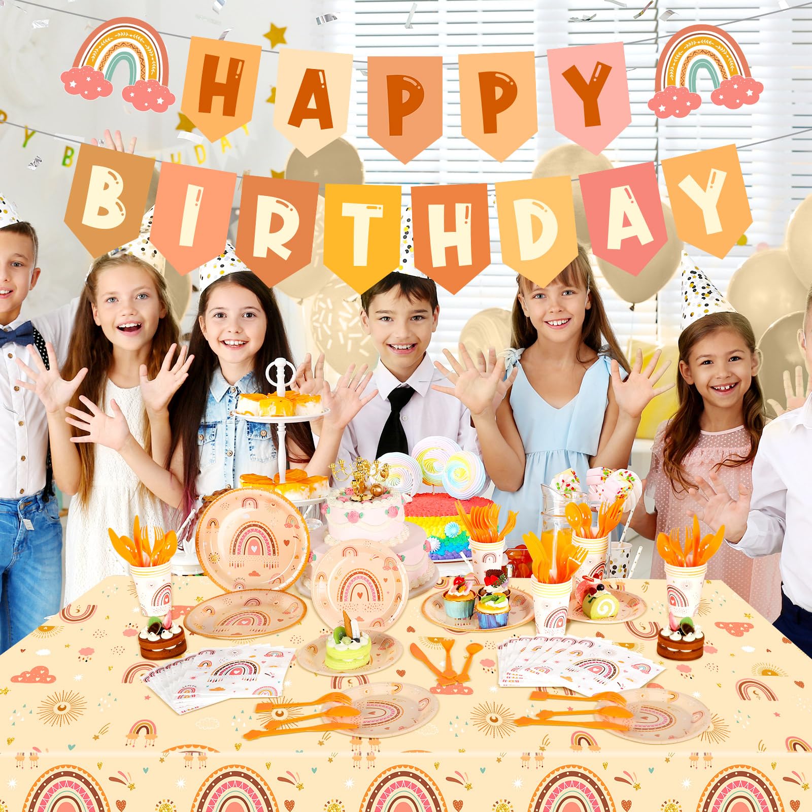 Balloon Arch Kit With Backdrop Pastel Rainbow Birthday Decorations Kit ...