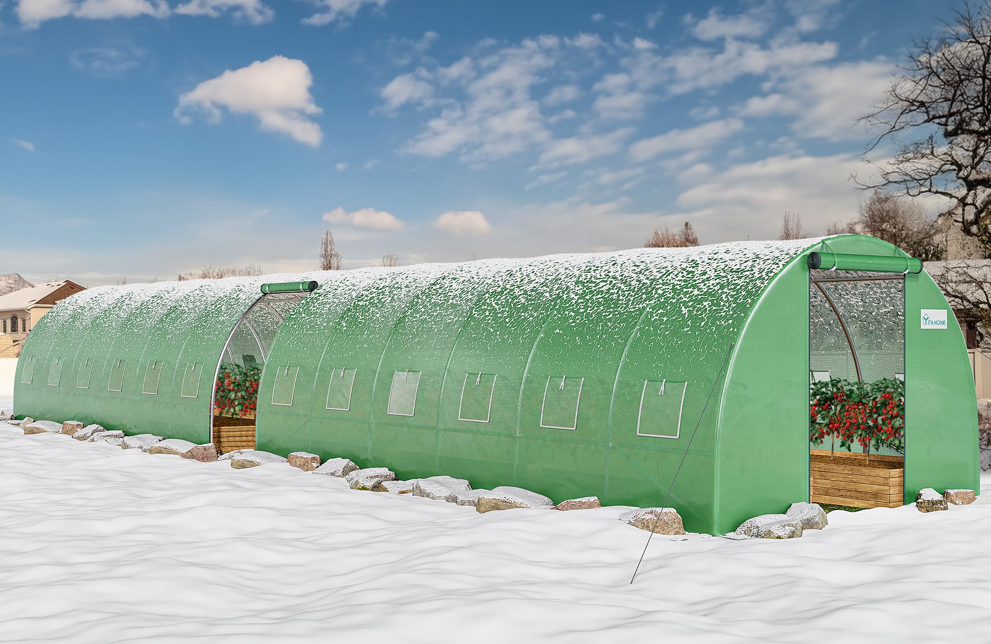 Amazon.com : YITAHOME 44x10x7ft Greenhouse Extra Large Heavy Duty 4 ...