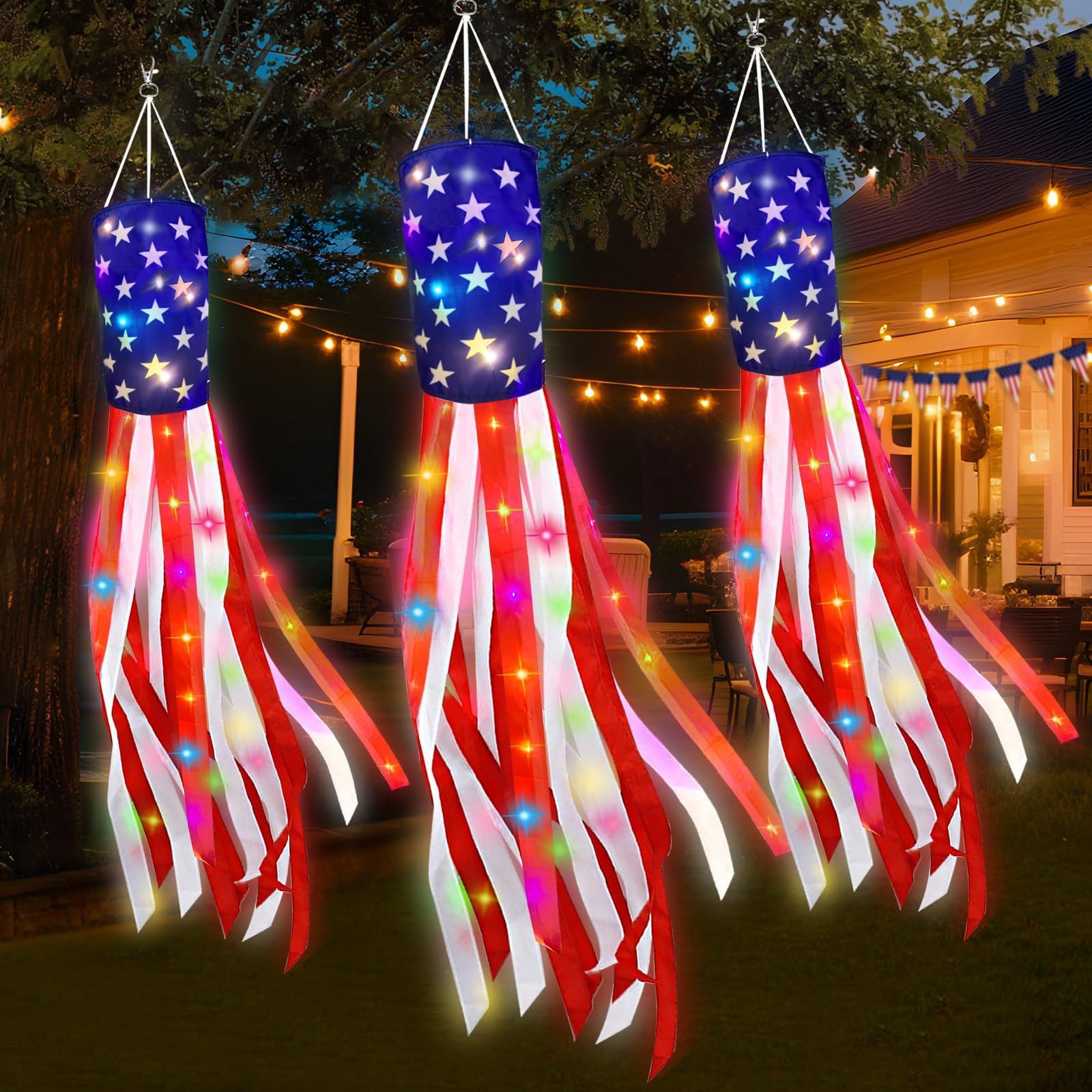 Amazon.com : 3 Pcs Large 70"+60"+40" American Windsock Heavy Duty ...