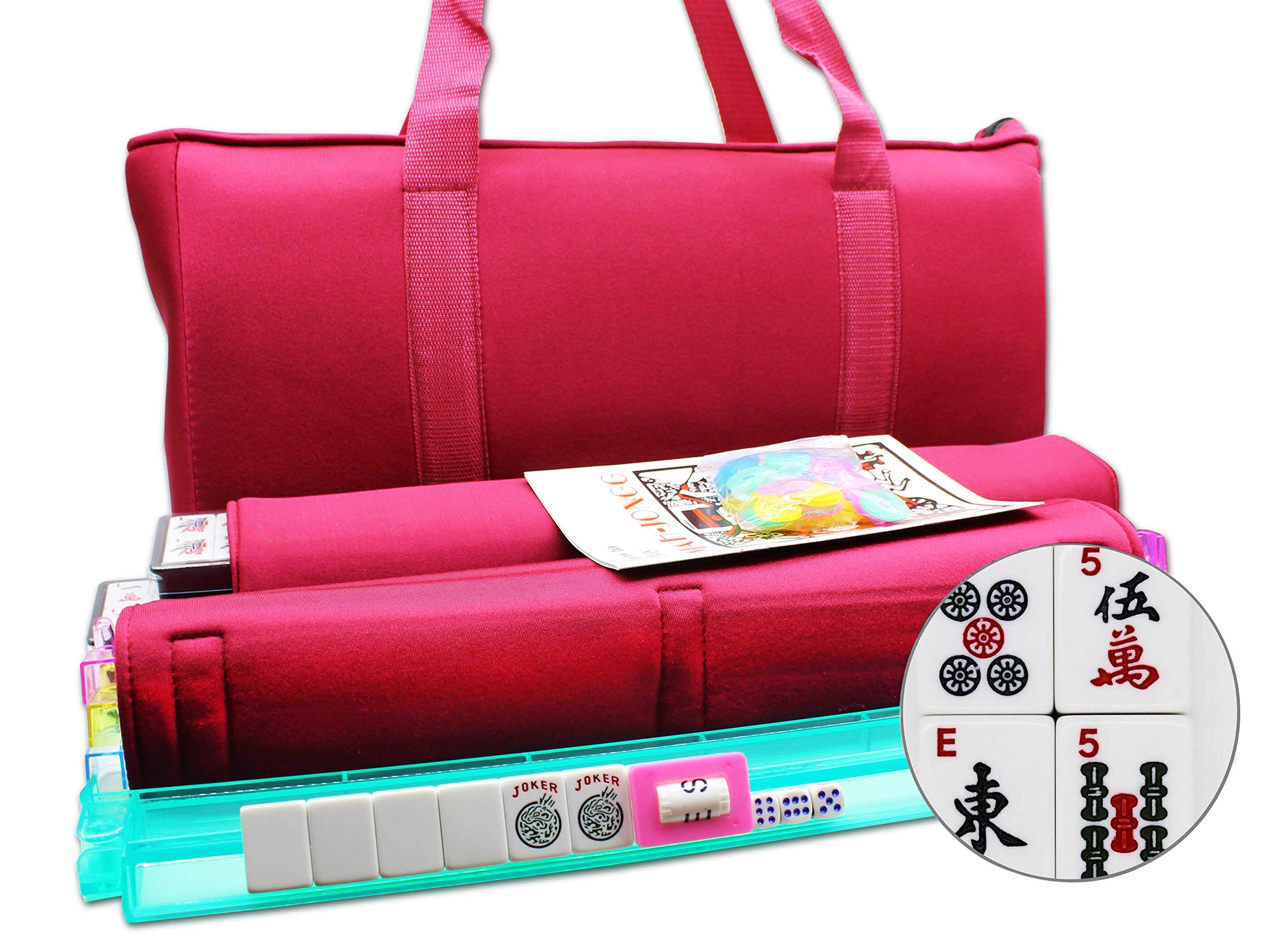 Buy American Mahjong Game Set - Red Burdy Soft Bag 166 Premium Tiles ...