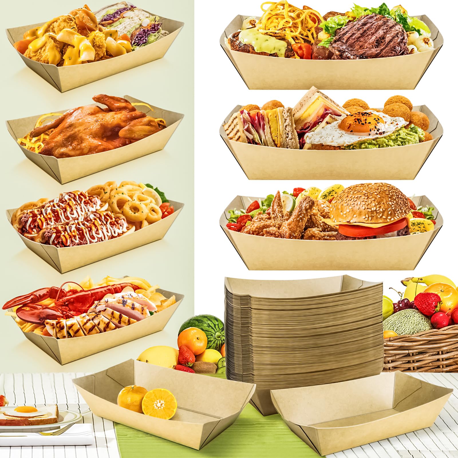 Snapklik.com : MotBach 100 Pack 5LB Extra Large Paper Food Boats Trays ...
