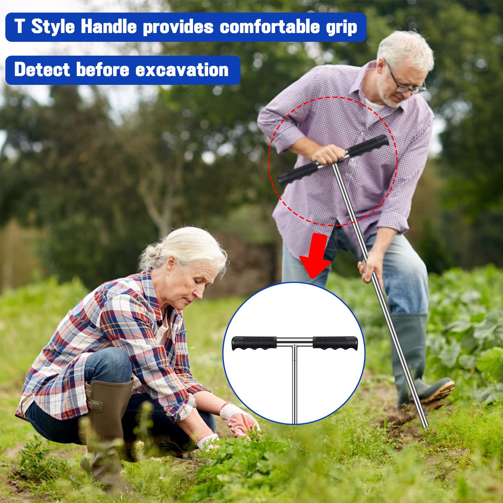 Snapklik.com : Kanayu Soil Probe Rod, 32-48 Inch Stainless Steel Septic ...