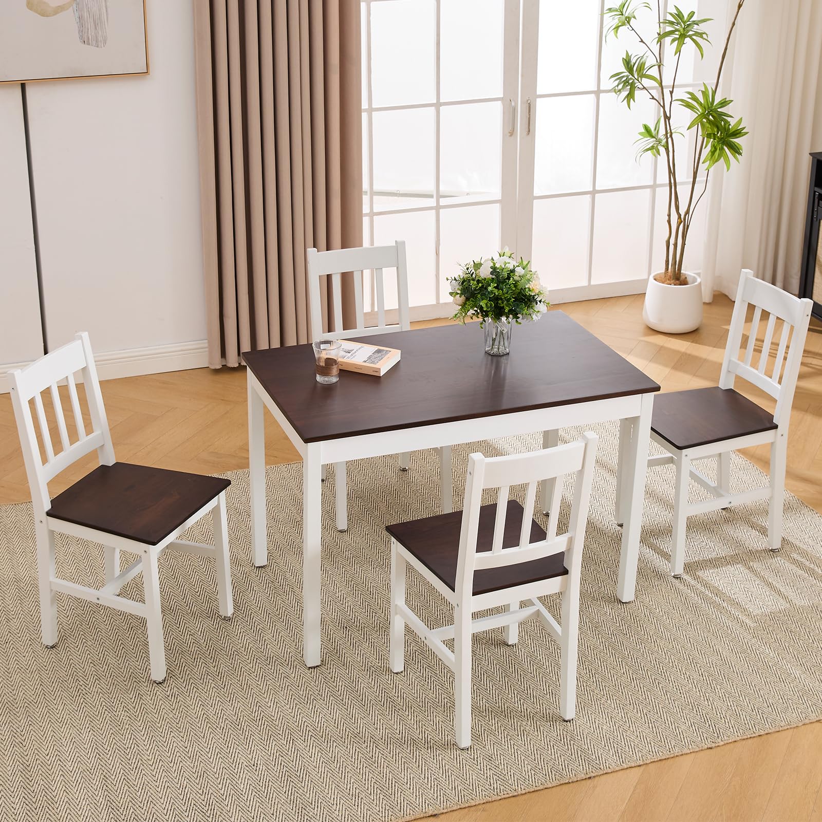 Amazon.com - Kmax Dining Table Set for 4, 5 Piece Dining Table Set Wood ...