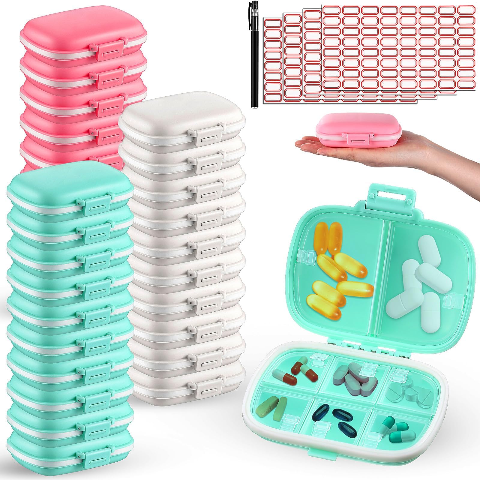 Amazon.com: Layhit 30 Pack Travel Pill Boxes Bulk Small Case Portable ...
