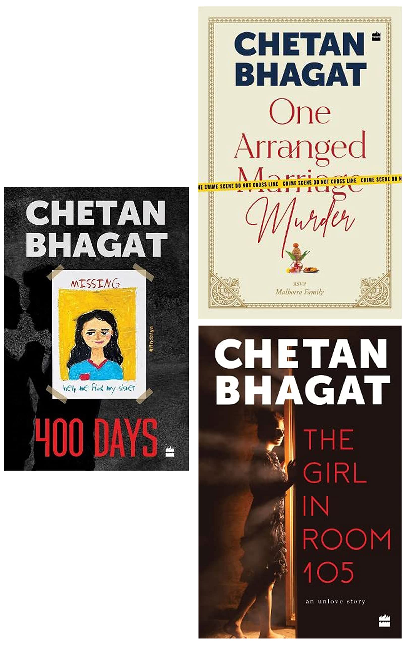 Chetan Bhagat (Set of 3 Books : The GIRL IN ROOM 105, 400 DAYS,ONE ARRANGED MURDER) : Amazon.in ...