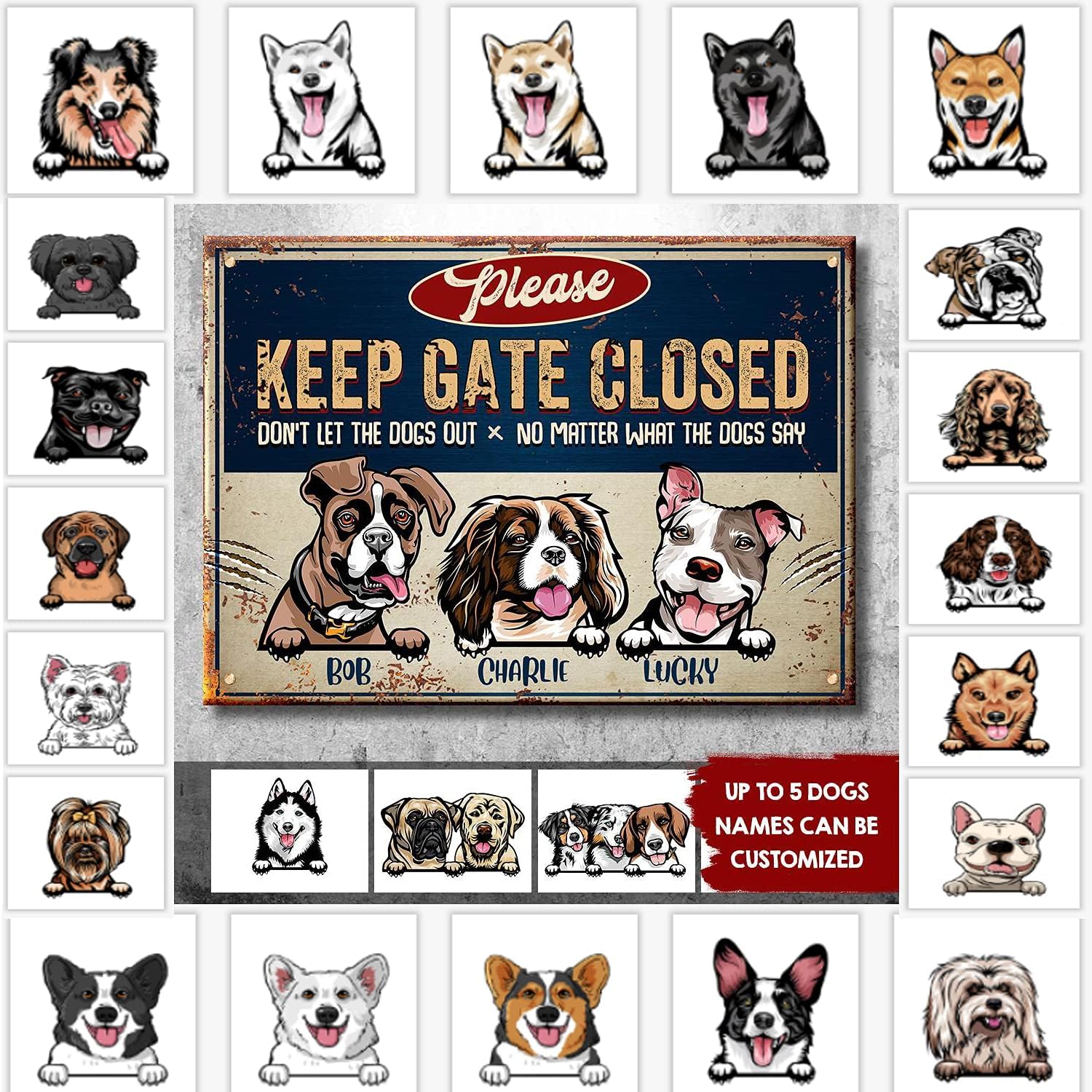 Amazon.com: Generic Keep Gate Closed Don't Let The Dogs Out No Matter ...