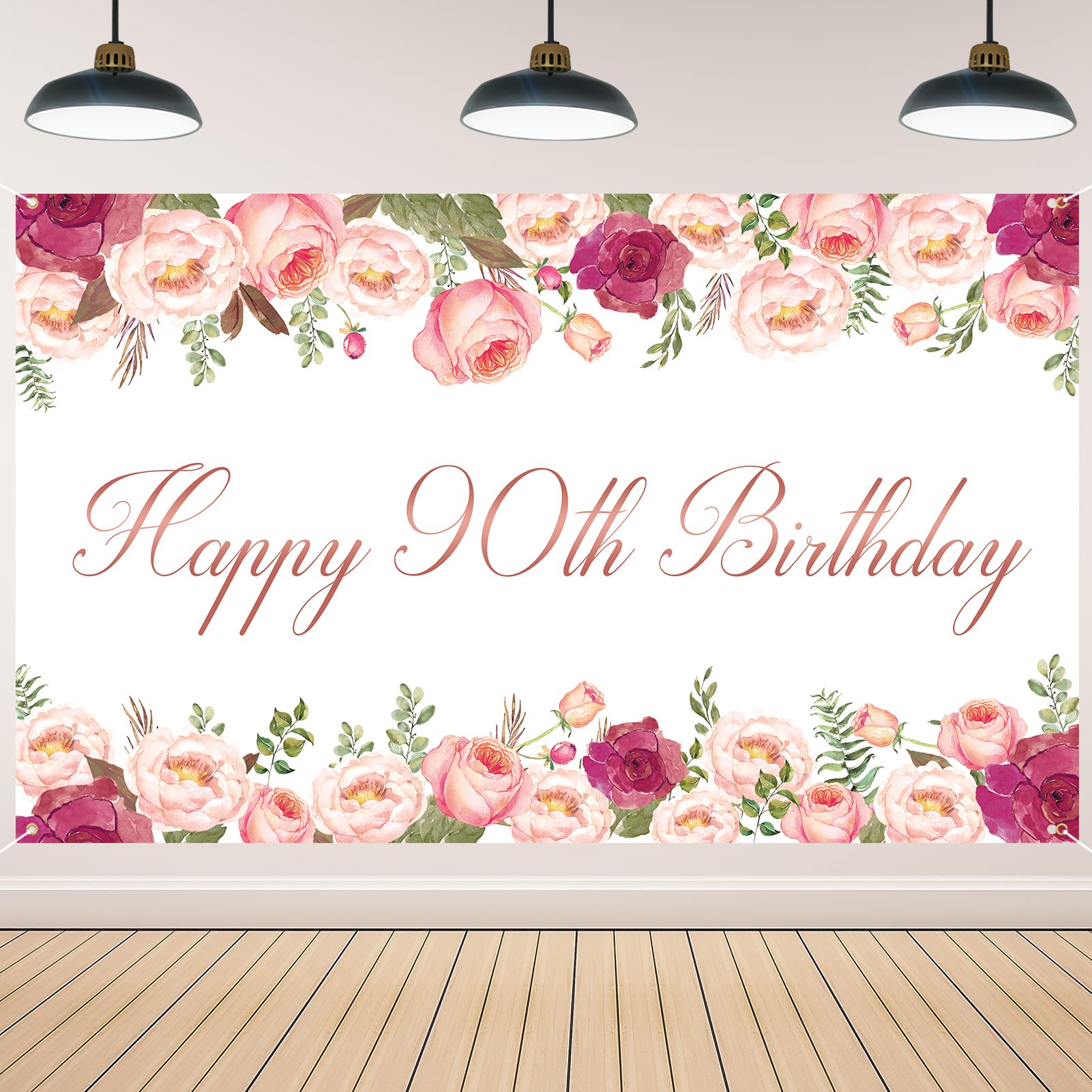 Amazon.com : Vlipoeasn Elegant White Happy 90th Birthday Decorations ...