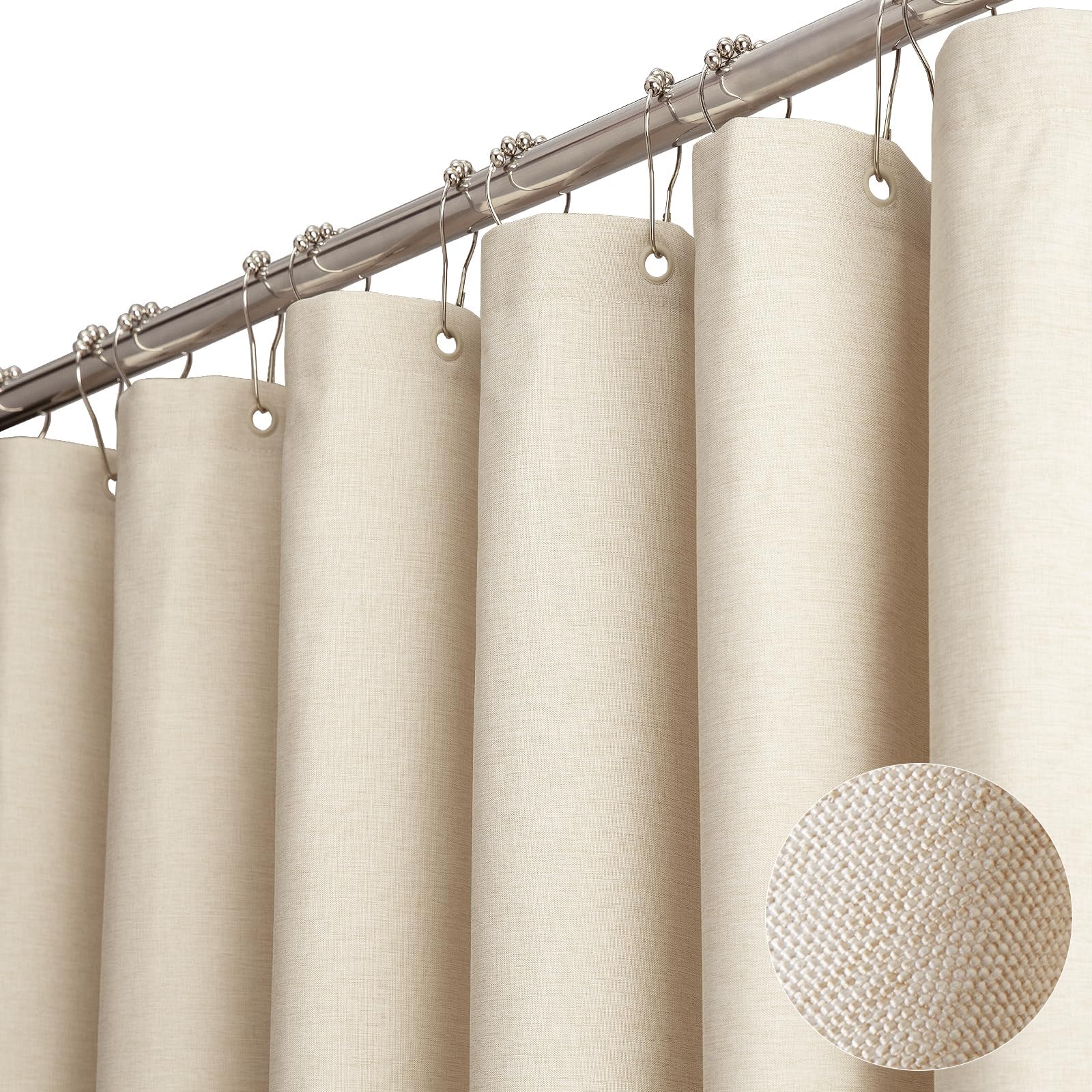 Amazon.com: BTTN Farmhouse Shower Curtain with Tassel, Linen Textured ...