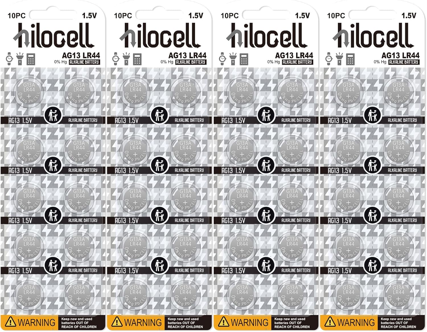 Amazon.com: hilocell LR44 Batteries 40 Pack, AG13 Button Cell Battery ...