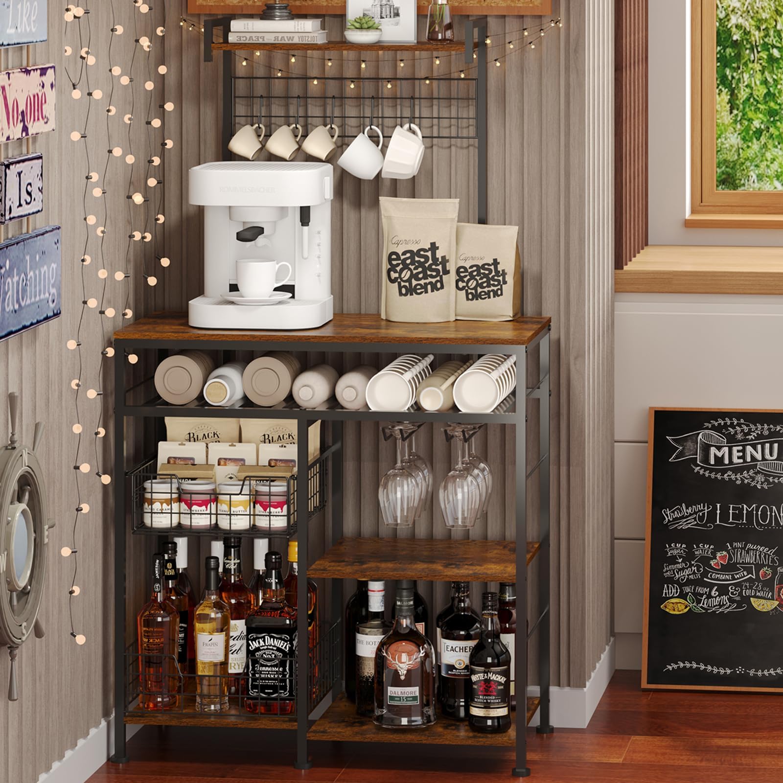 Amazon.com: IDEALHOUSE Freestanding Wine Cabinet with Glass Rack ...