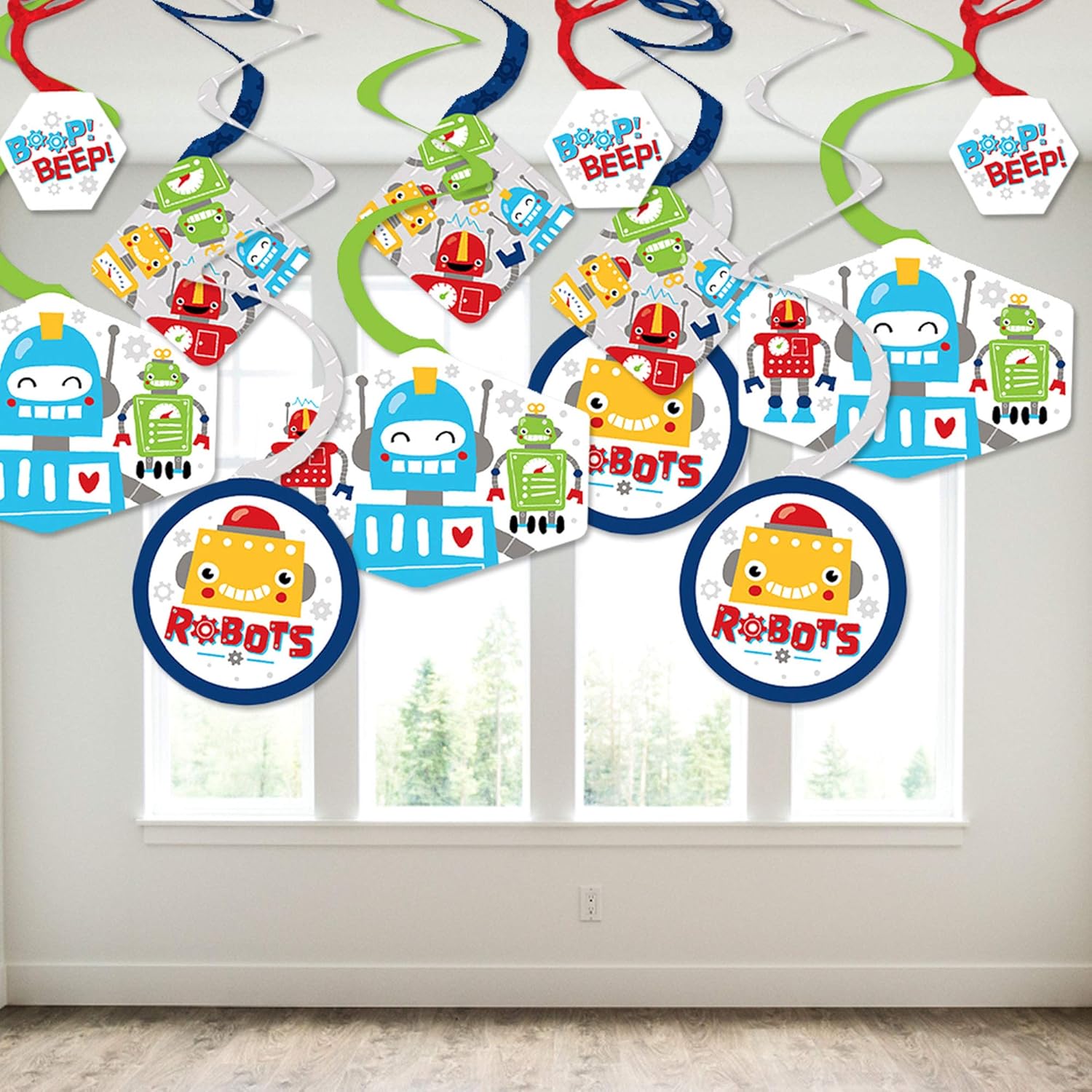 Big Dot of Happiness Gear Up Robots – Decoración colgante para fiesta ...