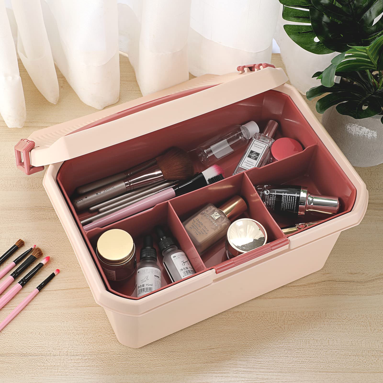 Snapklik.com : BTSKY Plastic Storage Box & Carry Box, Classic Pink, Large