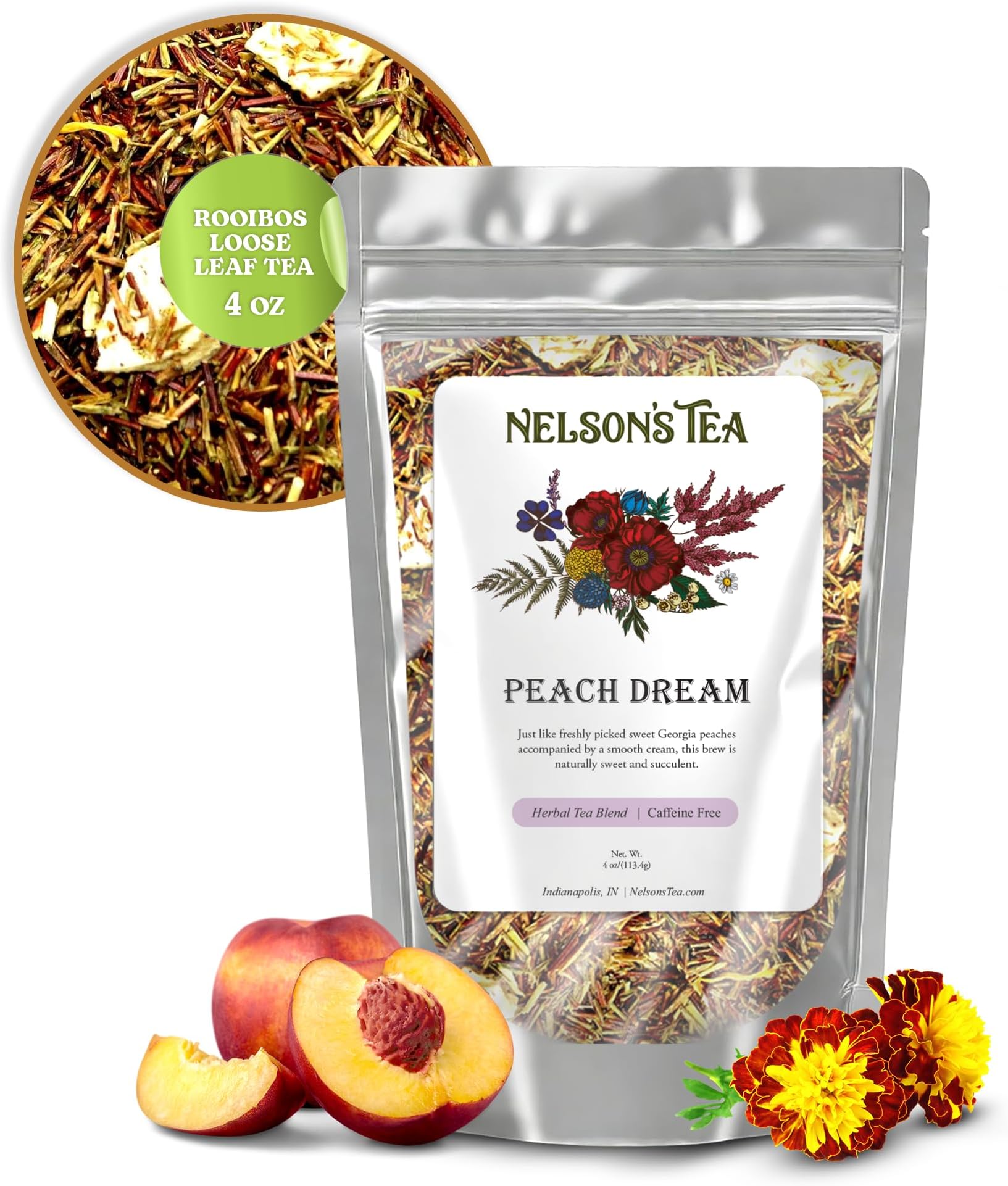 Amazon.com : Rare Tea Cellar, Georgia Peach Nectar Rooibos Tea, 1/4lb ...