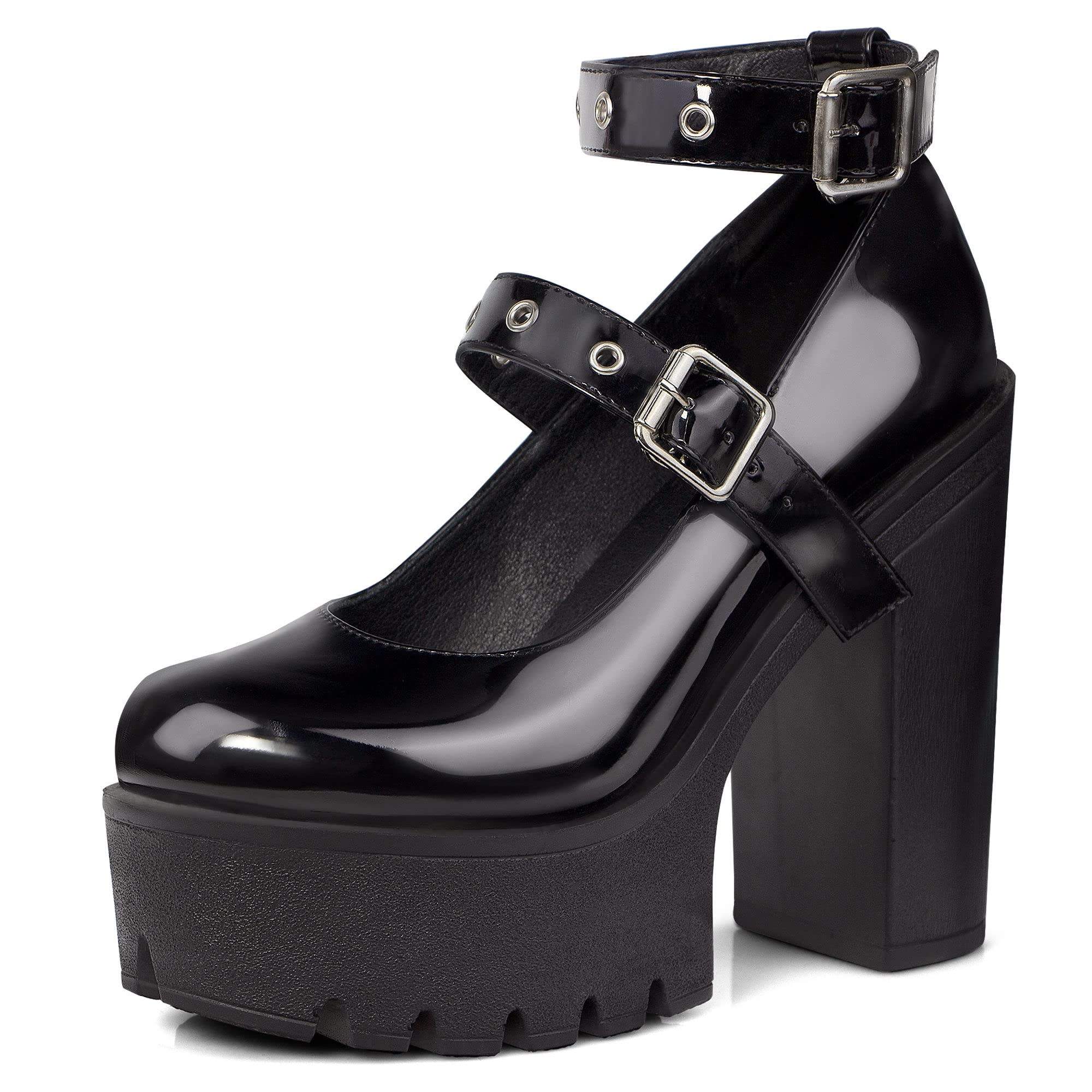 Women's Goth Platform Chunky High Heels Mary Jane Shoes, Ladies Sexy ...