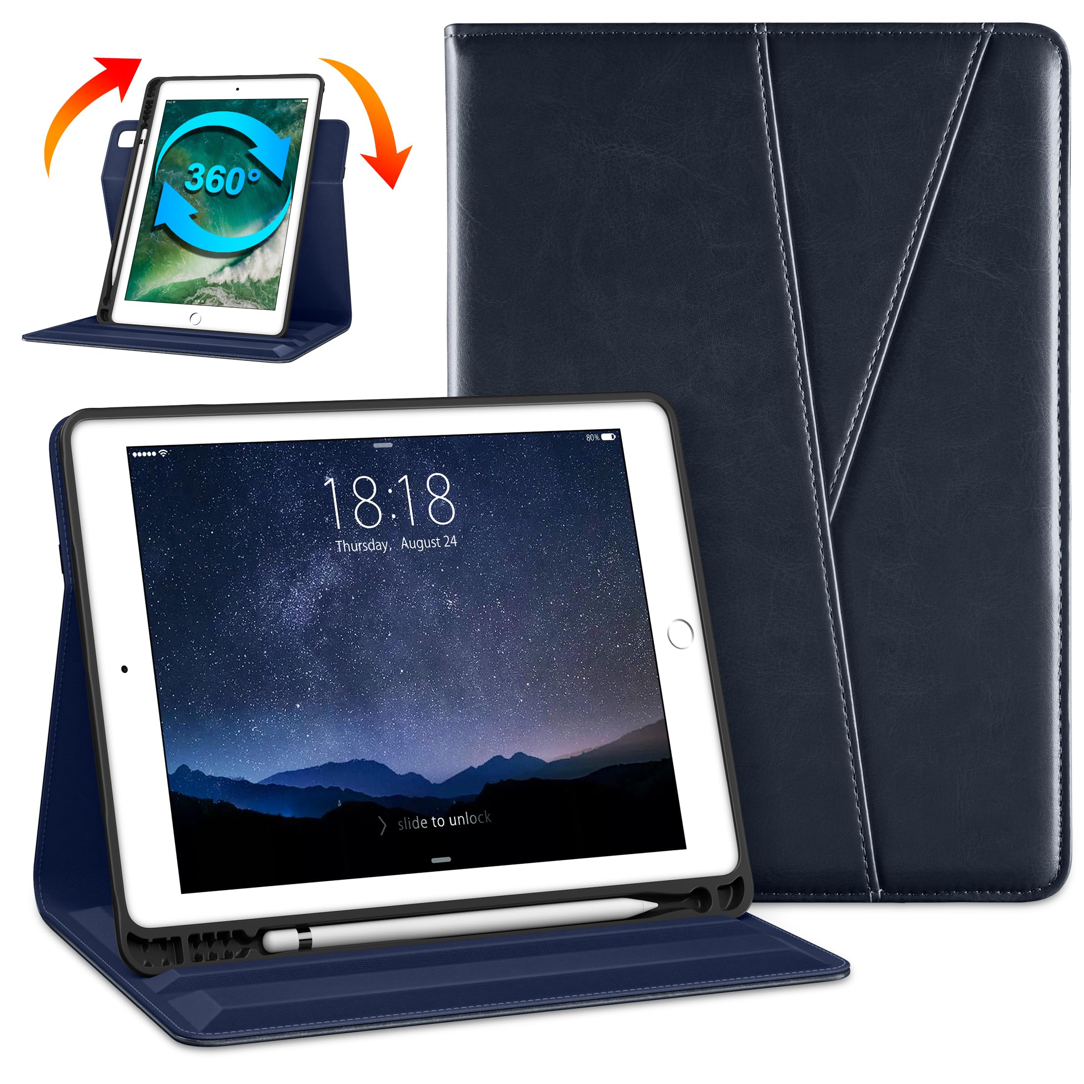 Amazon.com: DTTO Rotating Case for iPad 6th / 5th Generation 9.7 Inch ...