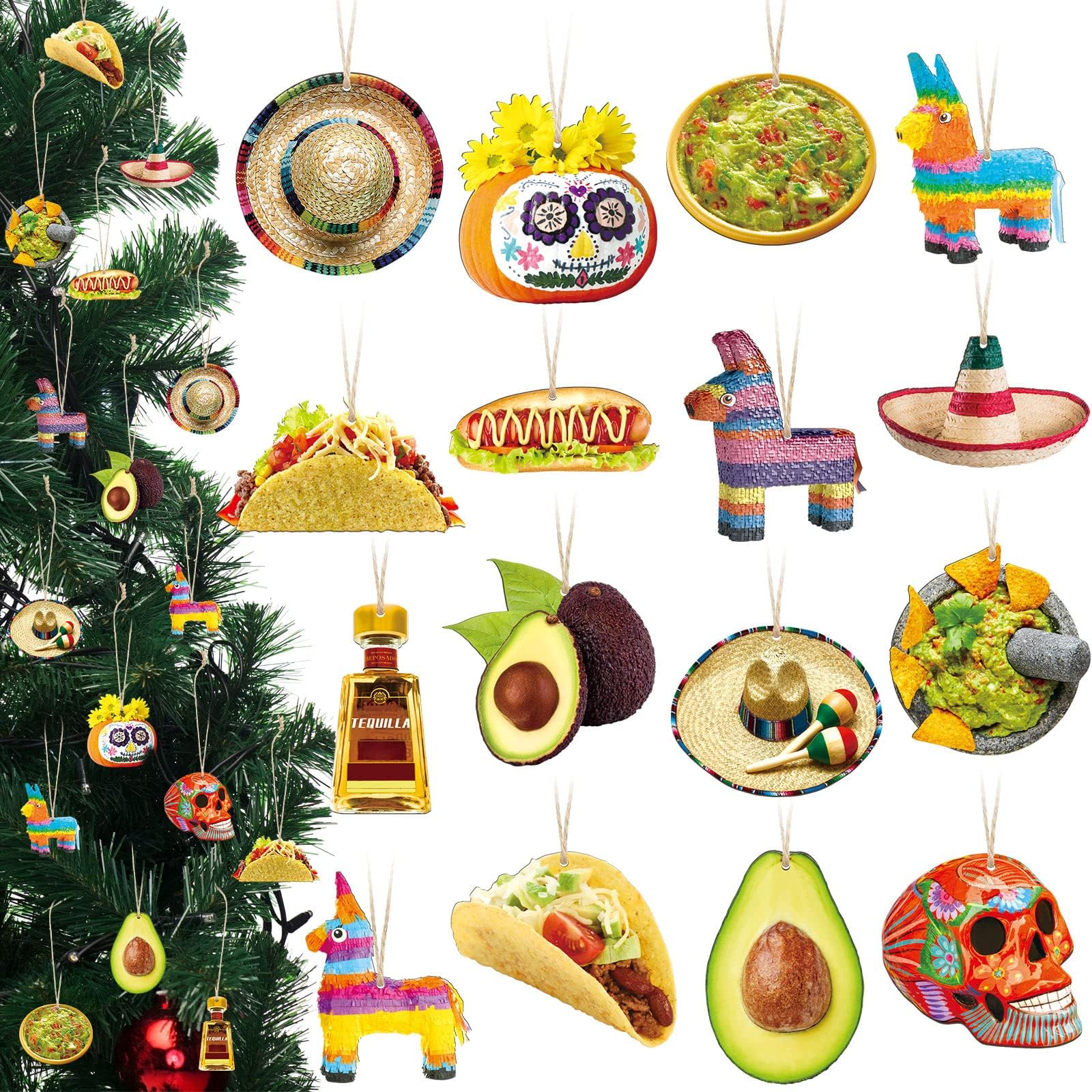 Amazon.com: 32 Pcs Christmas Wooden Ornaments Cinco De Mayo Ornaments ...