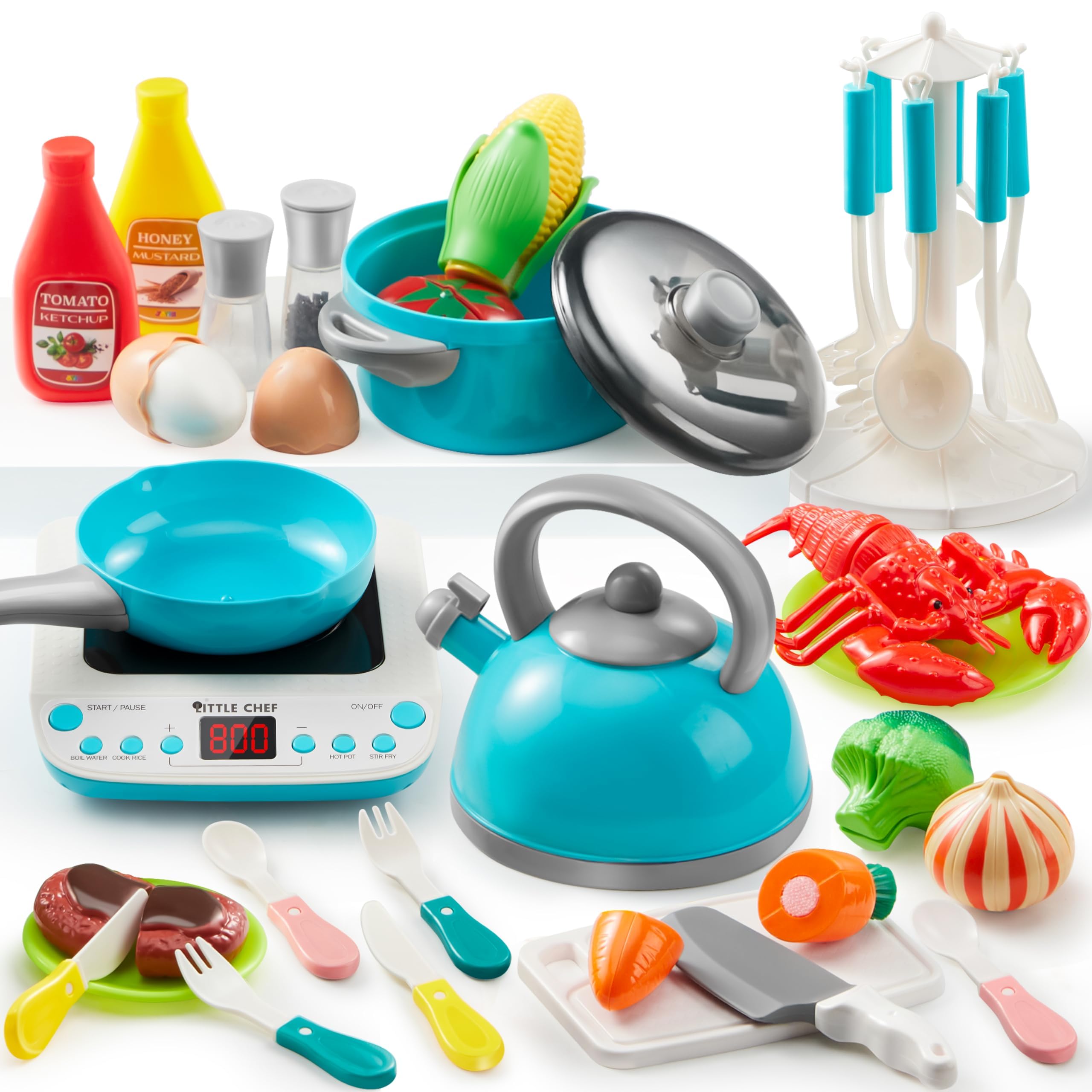 Amazon.com: JOYIN Toy Food Set for Kids Kitchen, Pretend Play for ...