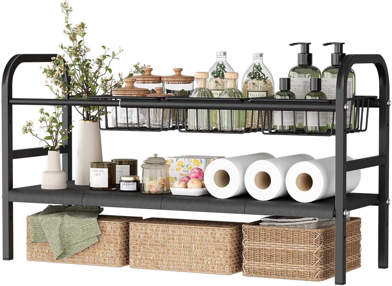 Amazon.com: SUNZOS Under Sink Organizers, 2 Tier Expandable Cabinet ...