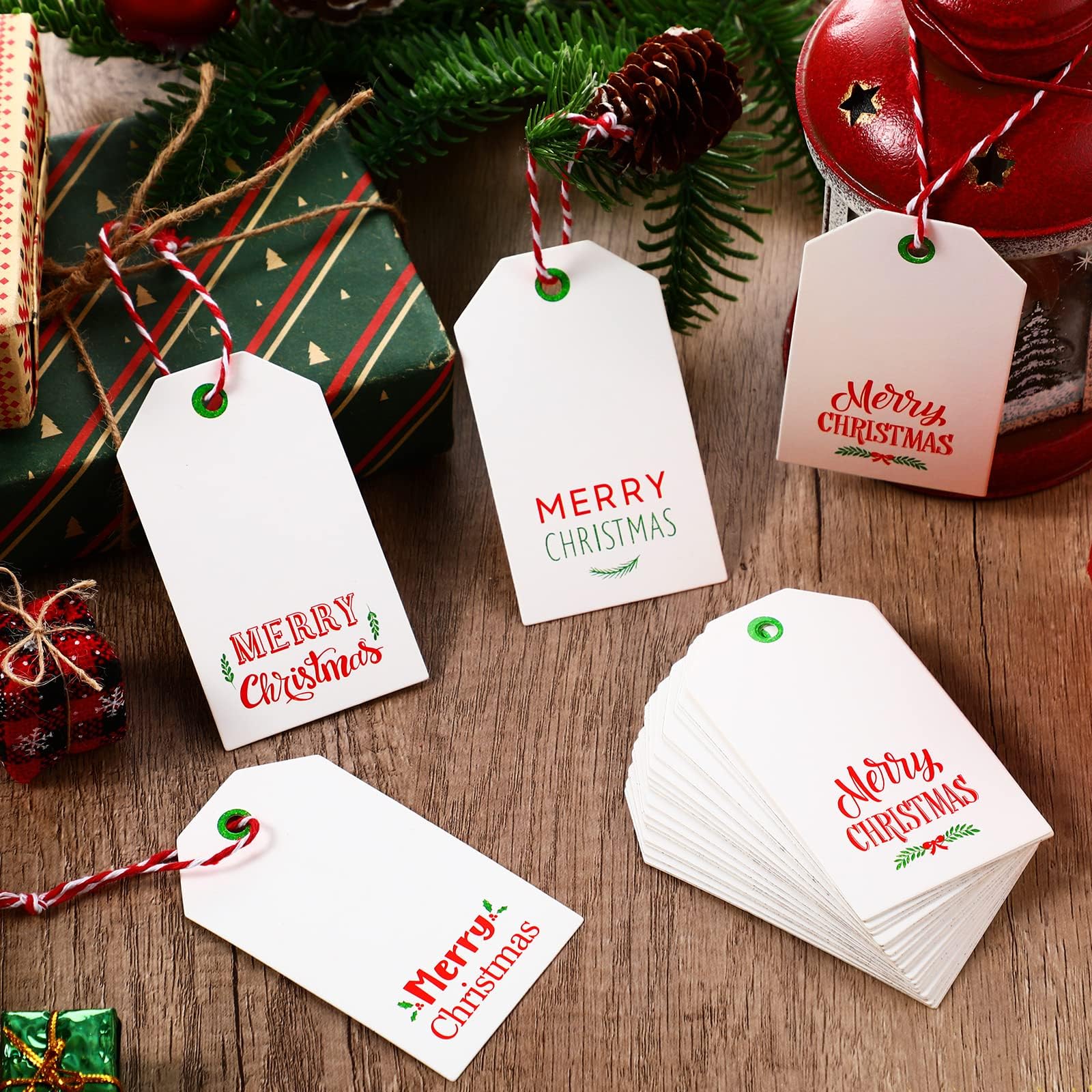 Amazon.com: K-Kraft Tags for Gift Wrapping and Labeling (Xmas on White ...