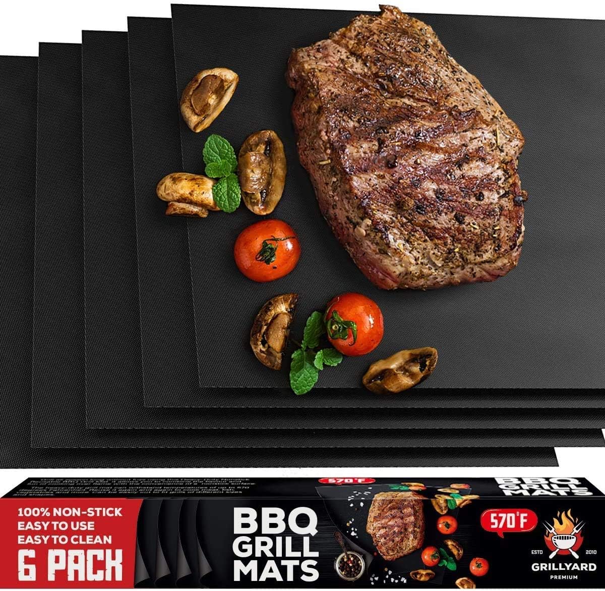 Amazon.com: GRILLYARD Grill Mat Set of 6 – Non-Stick, Reusable BBQ ...