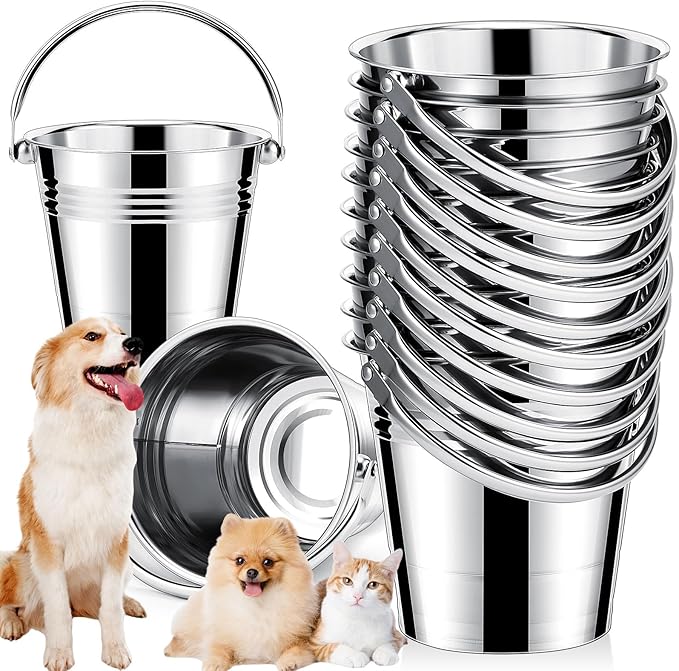 Amazon.com: Hicarer 10 Pcs Dog Stainless Steel Bucket Heavy Duty for ...