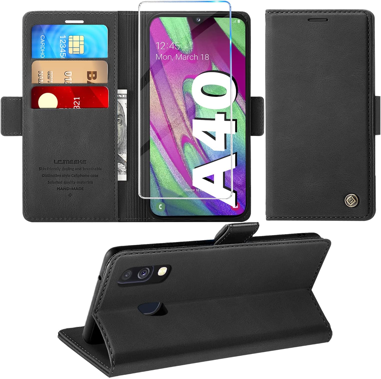 Handyhülle für Samsung Galaxy A40 Hülle mit Schutzfolie, Standfunktion ...