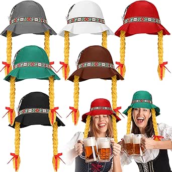 Amazon.com: Shyyween 6 Pcs Oktoberfest Hats with Braids for Women ...