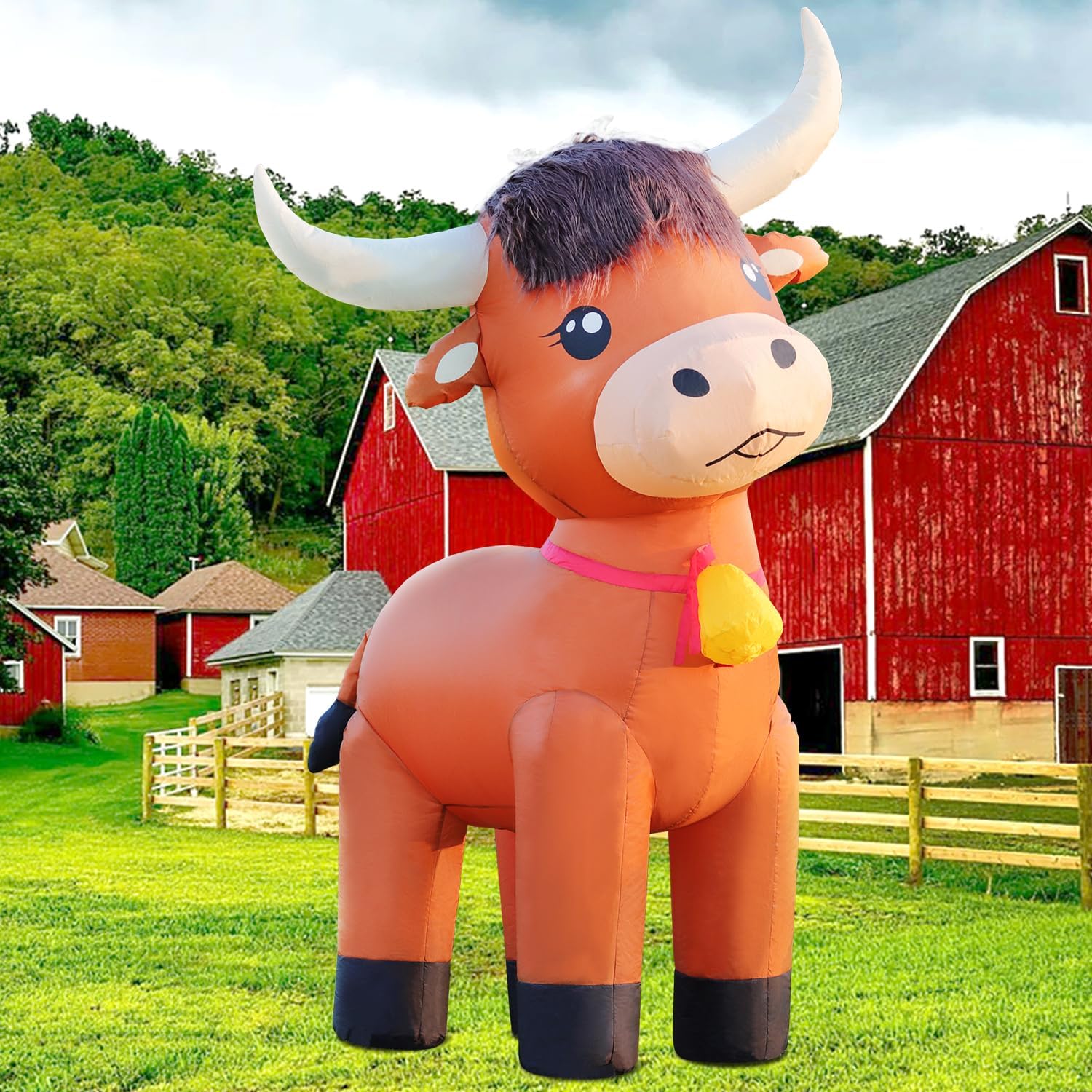 Amazon.com: 6FT Highland Cow Inflatables Christmas Spring, Farm Ranch ...